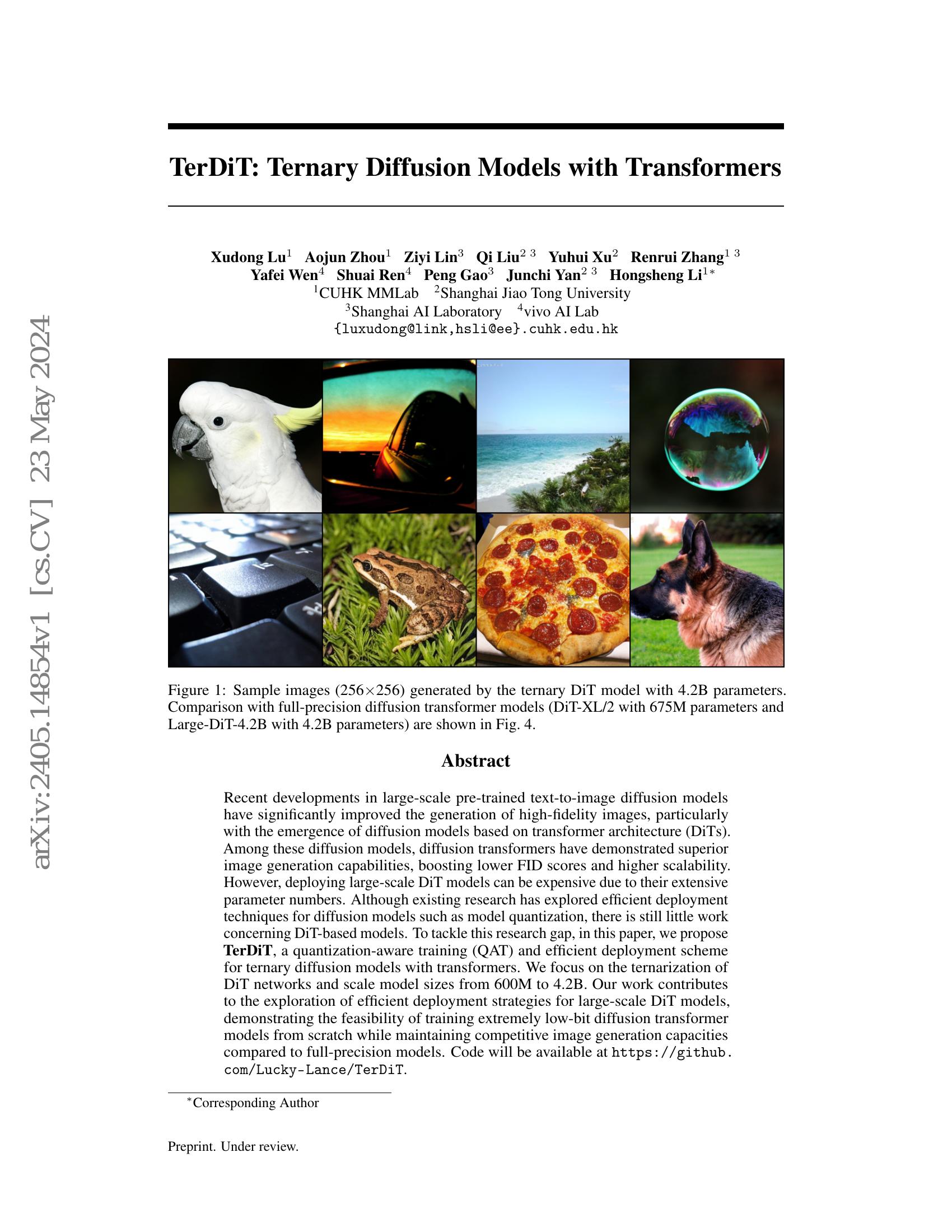 TerDiT: Ternary Diffusion Models with Transformers - 智源社区论文