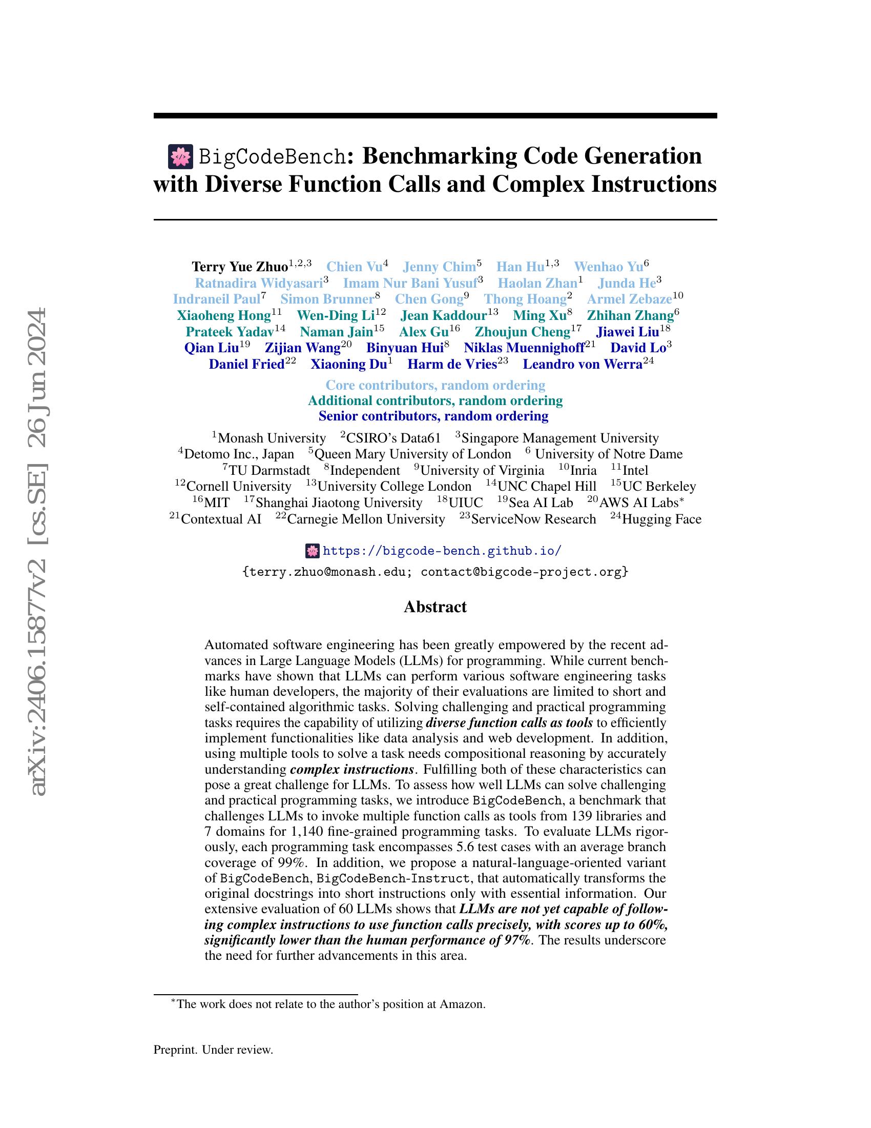 BigCodeBench: Benchmarking Code Generation with Diverse Function Calls ...