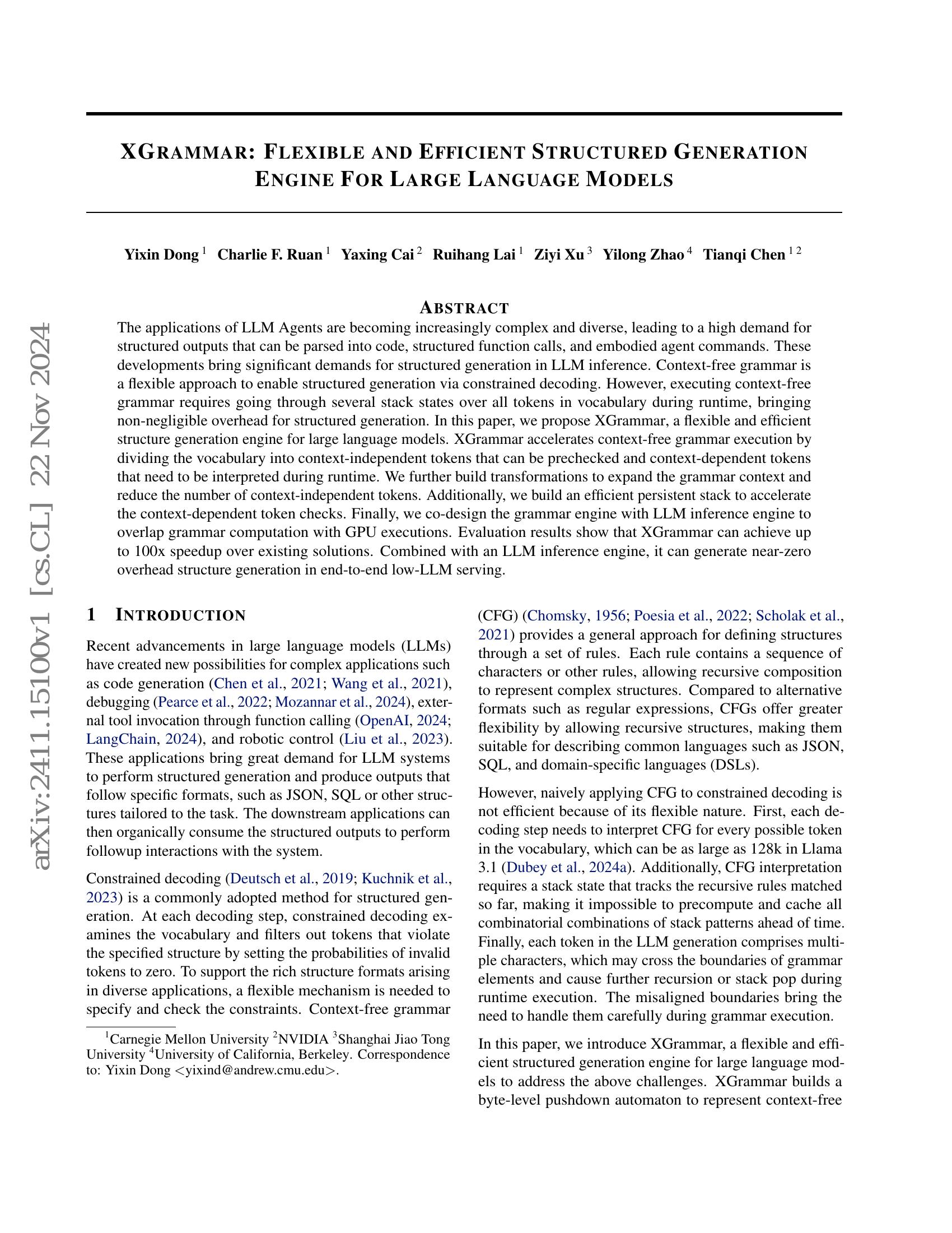 XGrammar: Flexible and Efficient Structured Generation Engine for Large Language Models - 智源社区论文