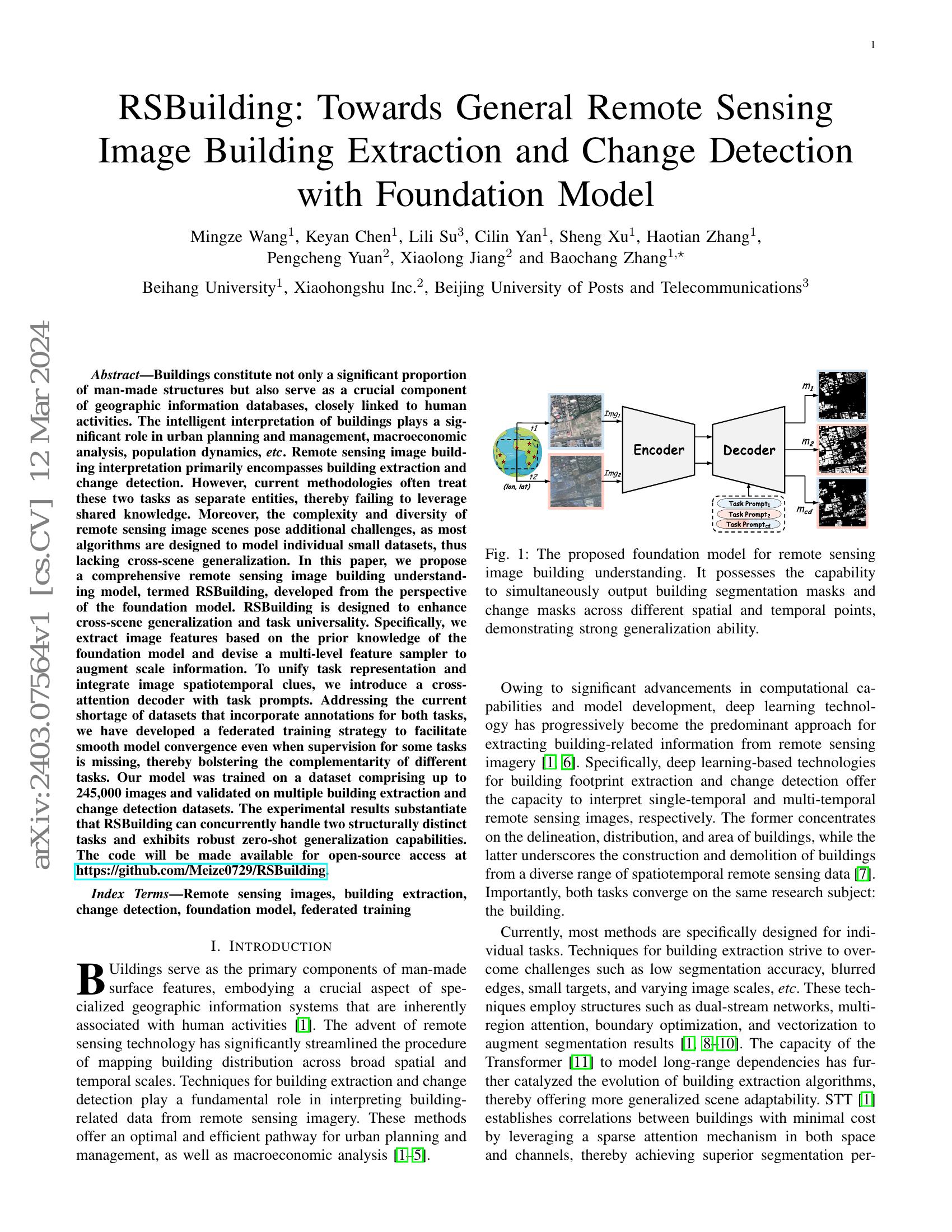 RSBuilding: Towards General Remote Sensing Image Building Extraction and Change Detection with ...