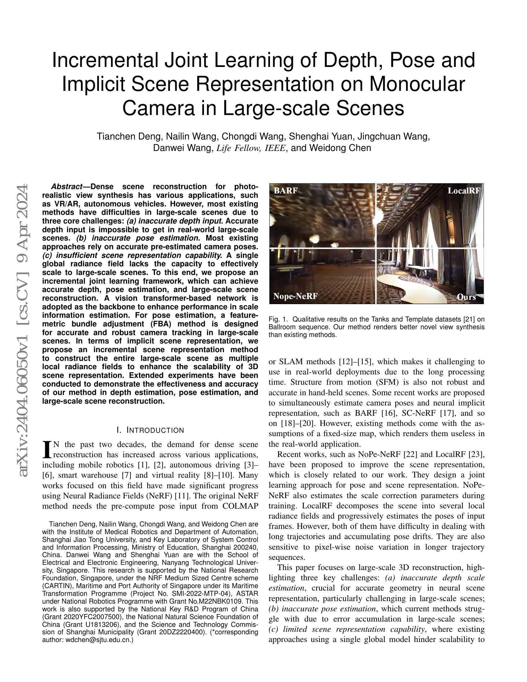Incremental Joint Learning of Depth, Pose and Implicit Scene Representation on Monocular Camera ...