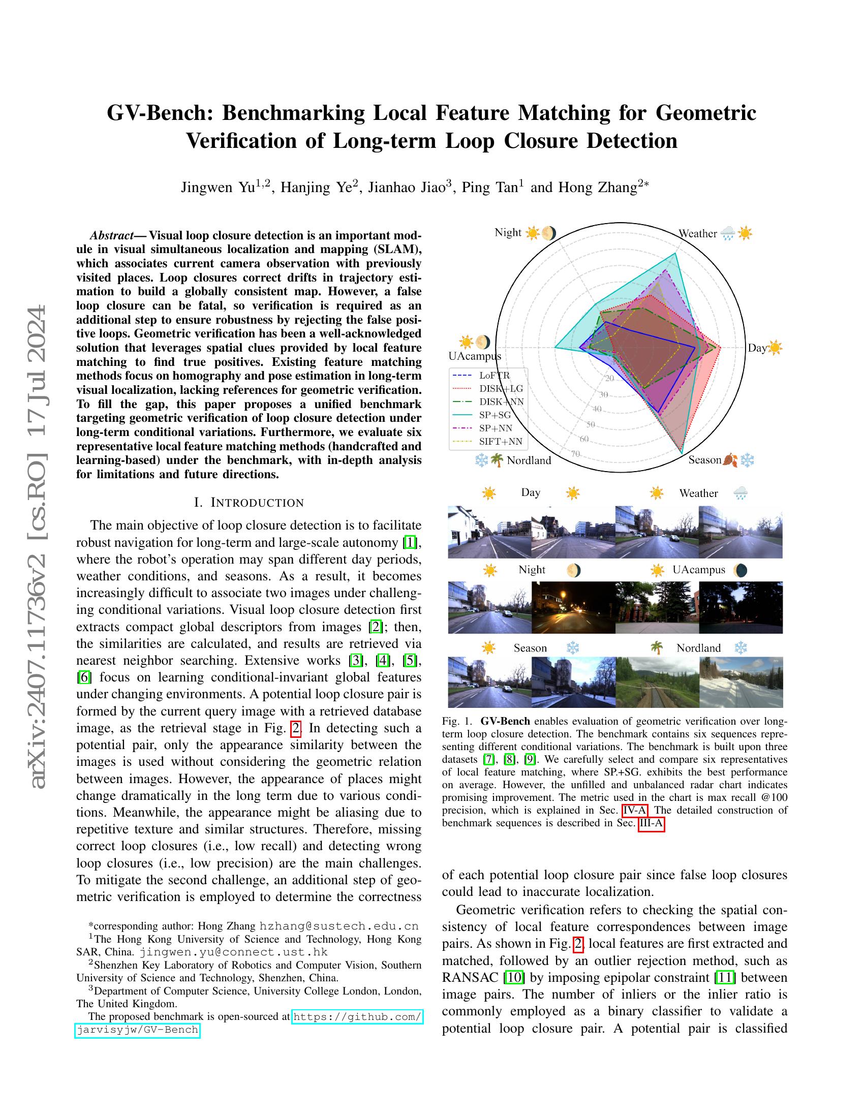 GV-Bench: Benchmarking Local Feature Matching for Geometric Verification of Long-term Loop ...