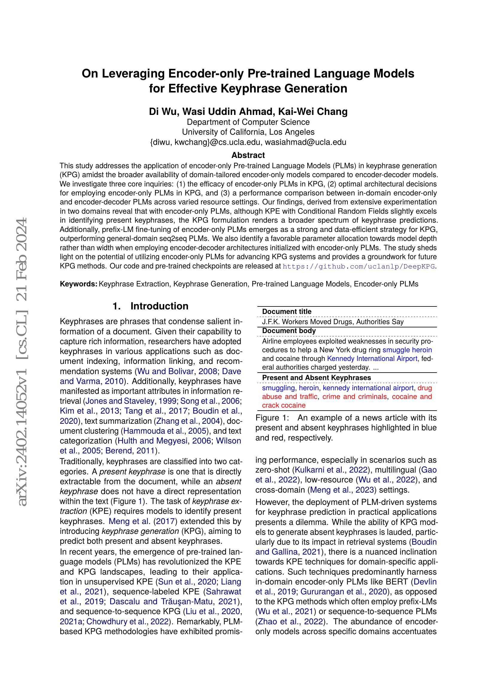 On Leveraging Encoder-only Pre-trained Language Models for Effective Keyphrase Generation - 智源社区论文