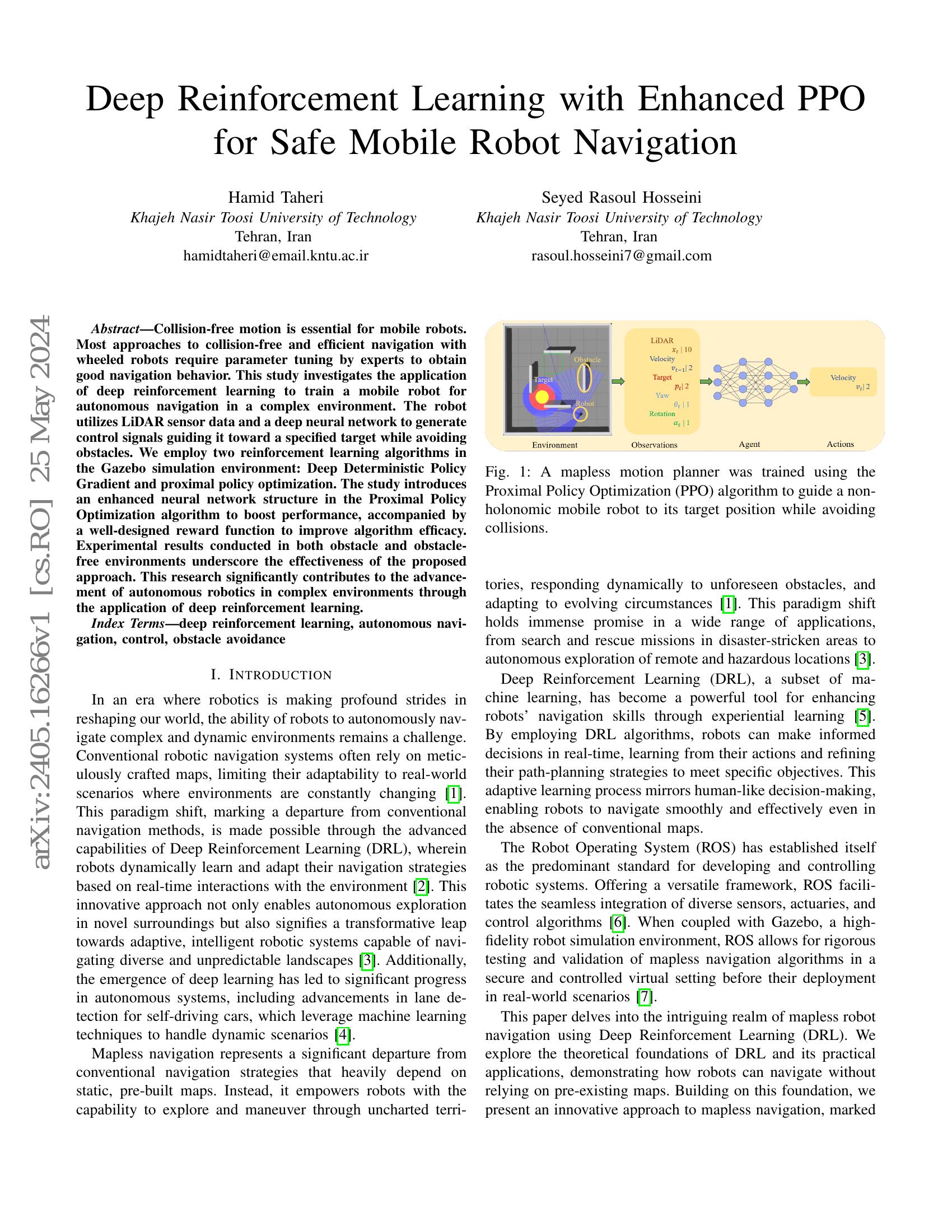 Deep Reinforcement Learning with Enhanced PPO for Safe Mobile Robot ...