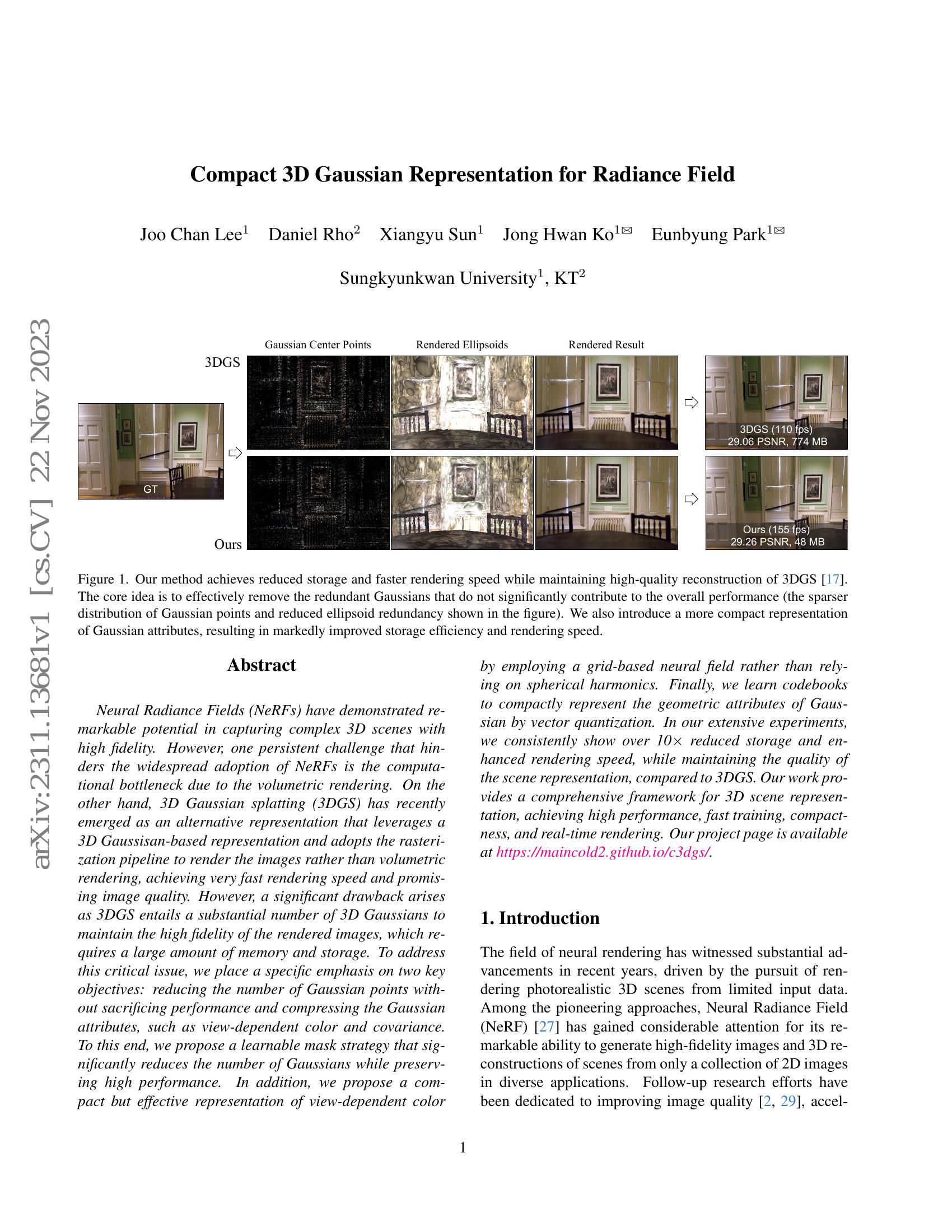 Compact 3D Gaussian Representation for Radiance Field - 智源社区论文