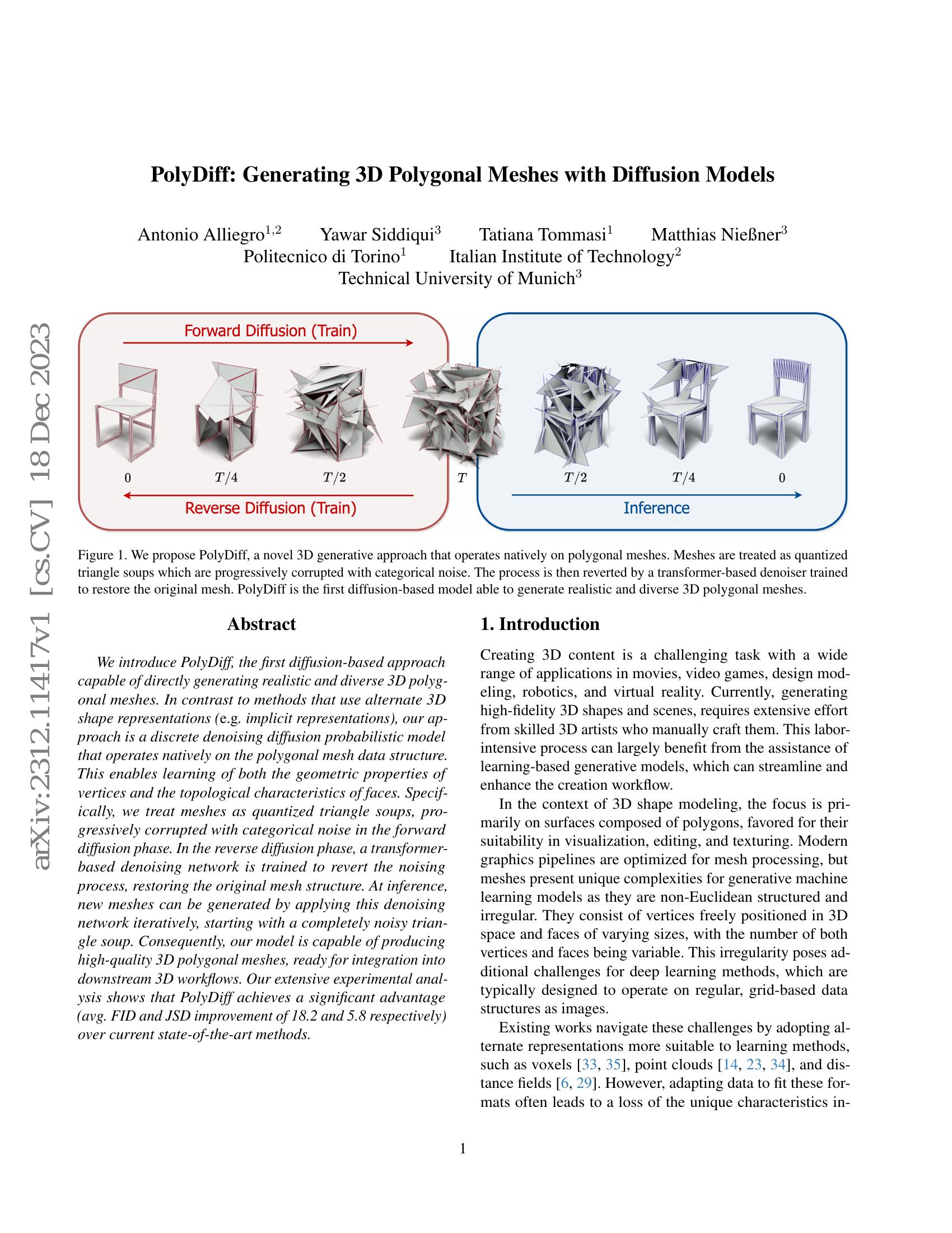 PolyDiff: Generating 3D Polygonal Meshes with Diffusion Models - 智源社区论文