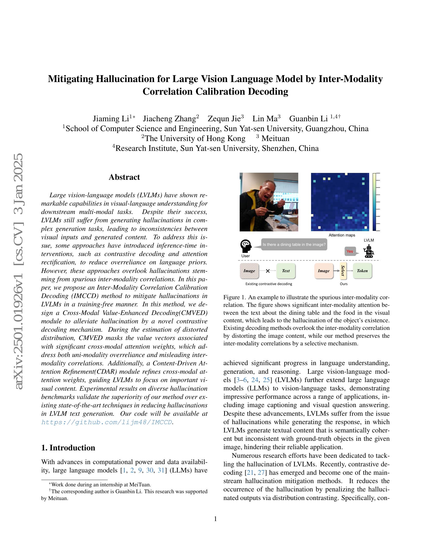 Mitigating Hallucination for Large Vision Language Model by Inter-Modality Correlation ...