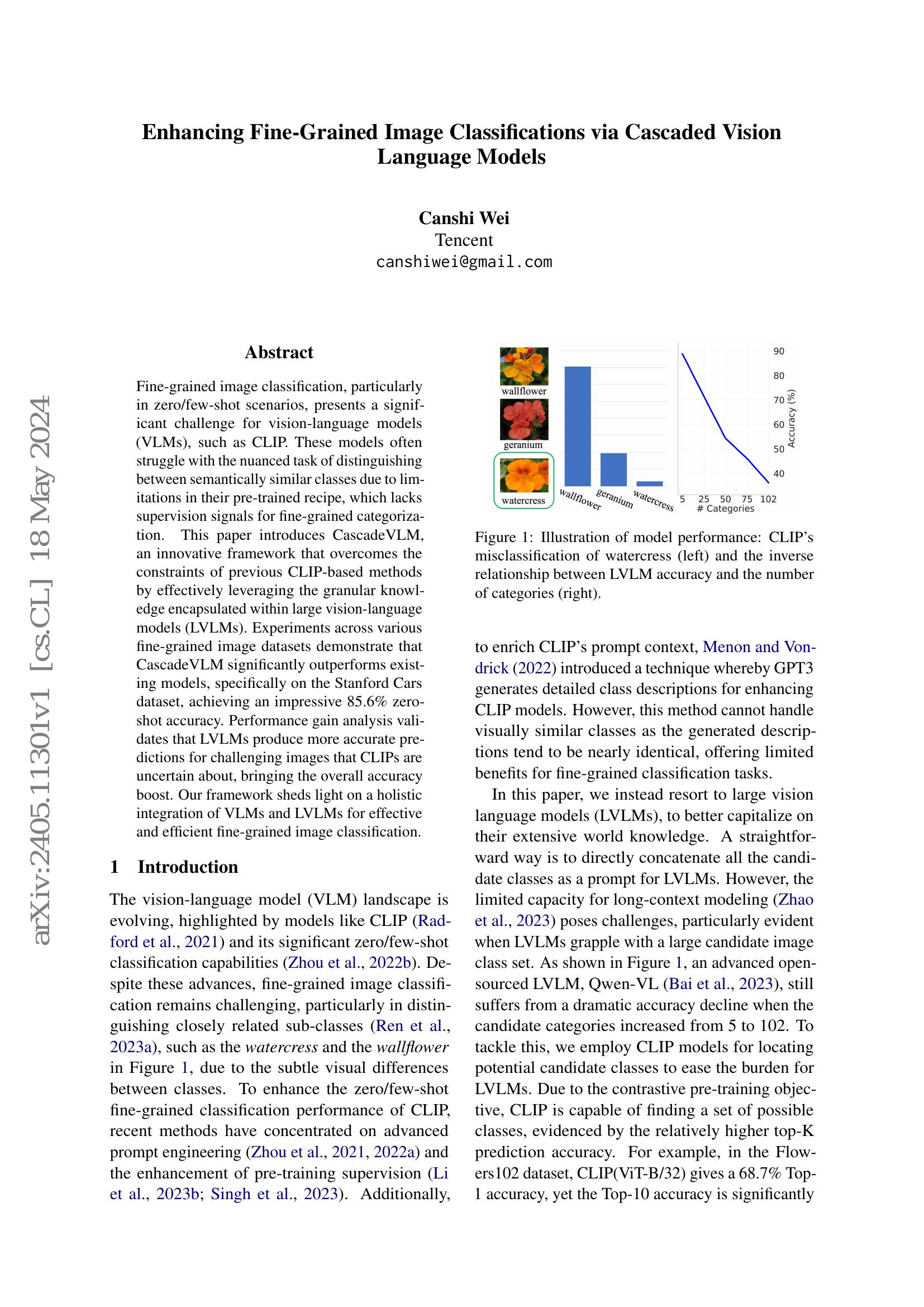 Enhancing Fine-Grained Image Classifications via Cascaded Vision Language Models - 智源社区论文