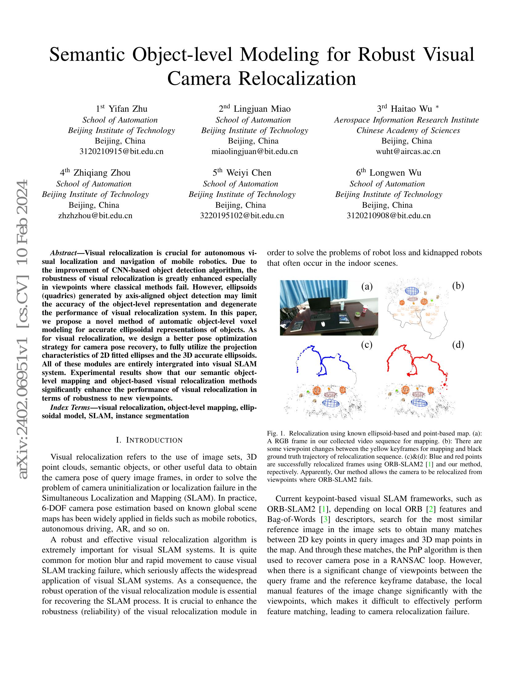 Semantic Object-level Modeling for Robust Visual Camera Relocalization - 智源社区论文