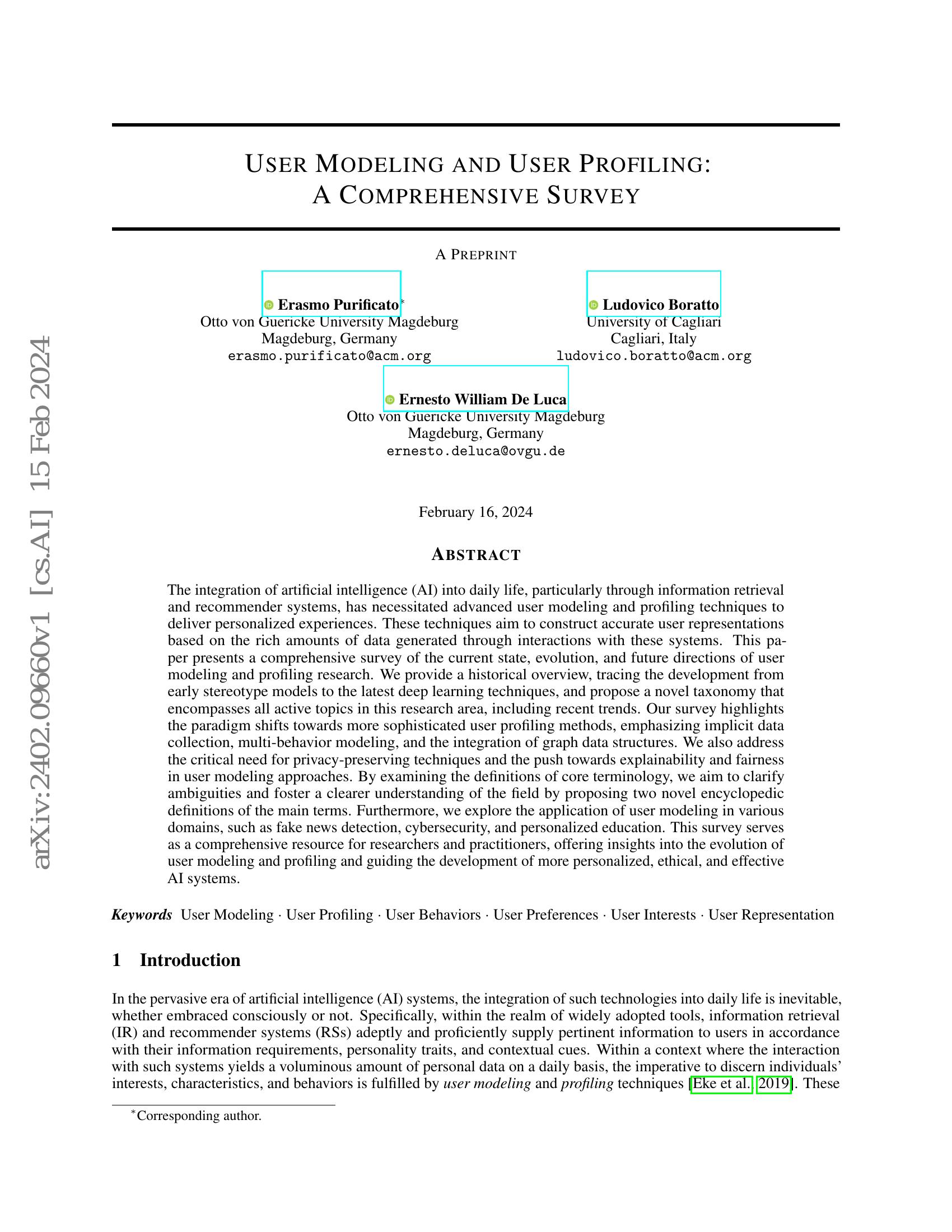 User Modeling and User Profiling: A Comprehensive Survey - 智源社区论文