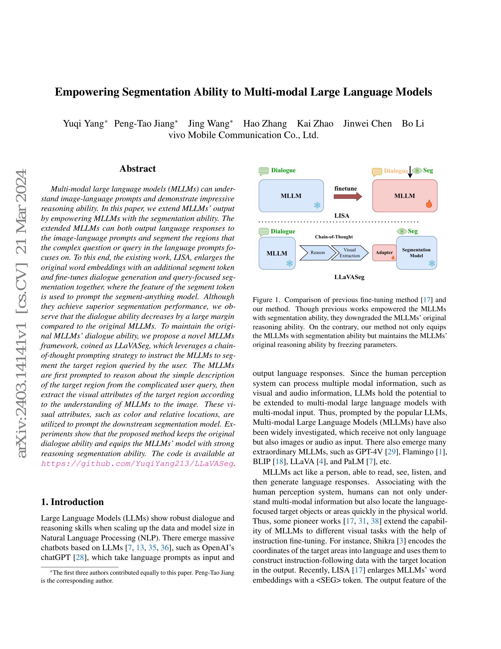 Empowering Segmentation Ability to Multi-modal Large Language Models ...