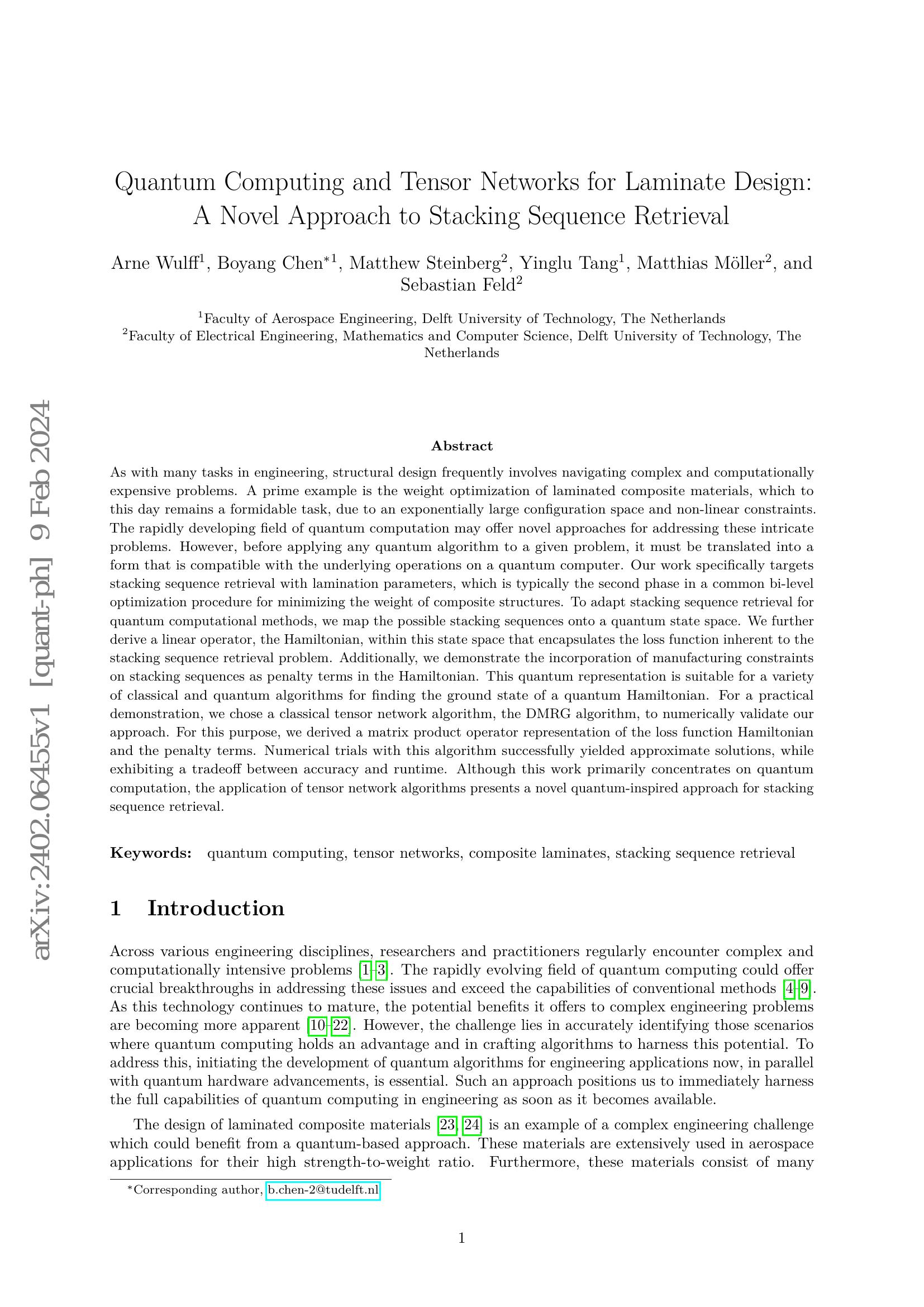 Quantum Computing and Tensor Networks for Laminate Design: A Novel ...