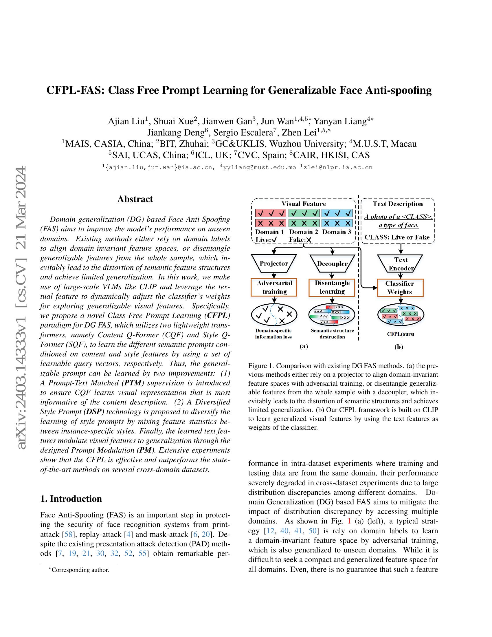 CFPL-FAS: Class Free Prompt Learning for Generalizable Face Anti-spoofing - 智源社区论文