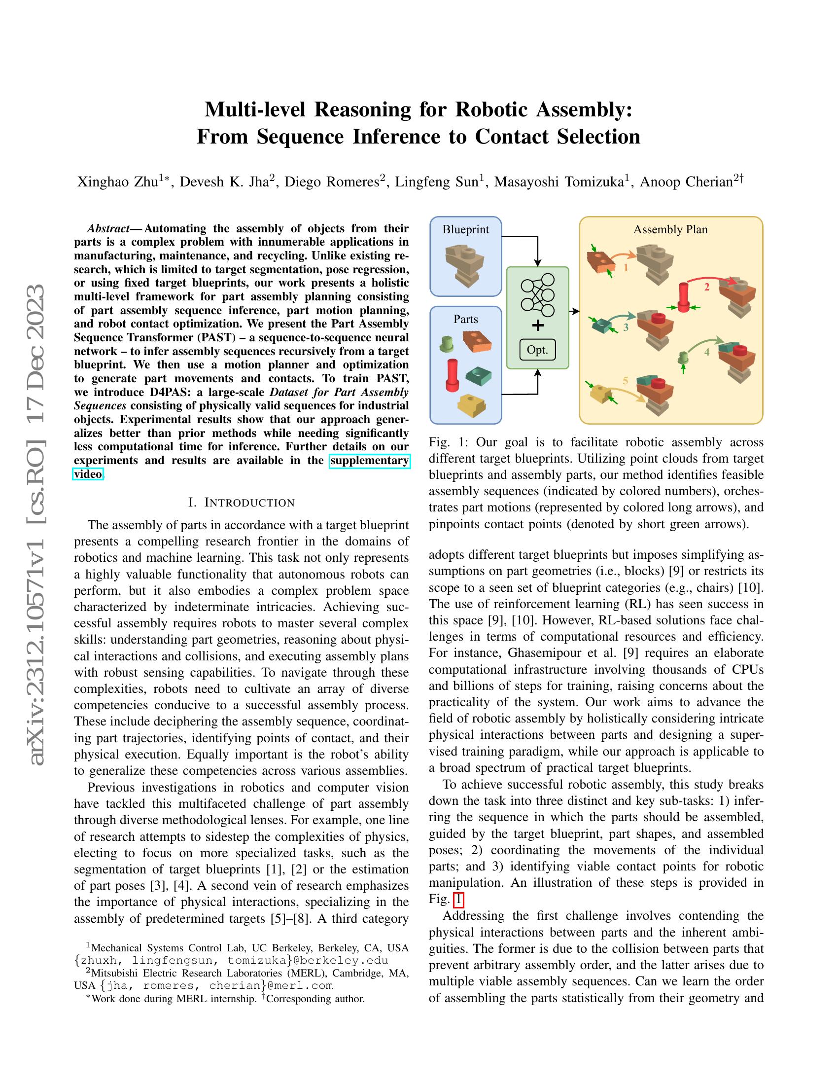 Multi-level Reasoning for Robotic Assembly: From Sequence Inference to Contact Selection - 智源社区论文