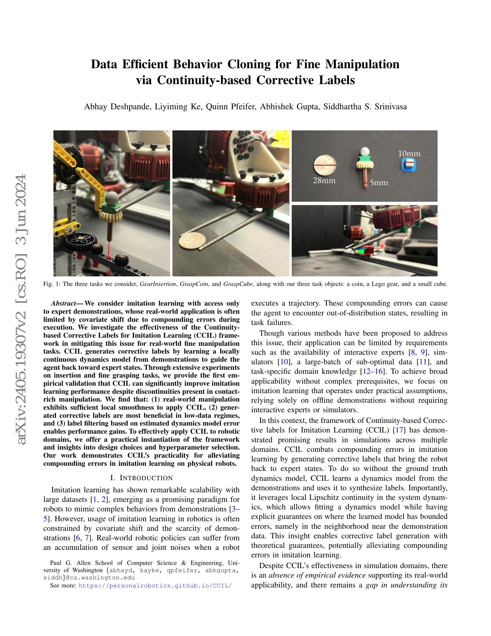 Data Efficient Behavior Cloning for Fine Manipulation via Continuity-based Corrective Labels - 智 ...