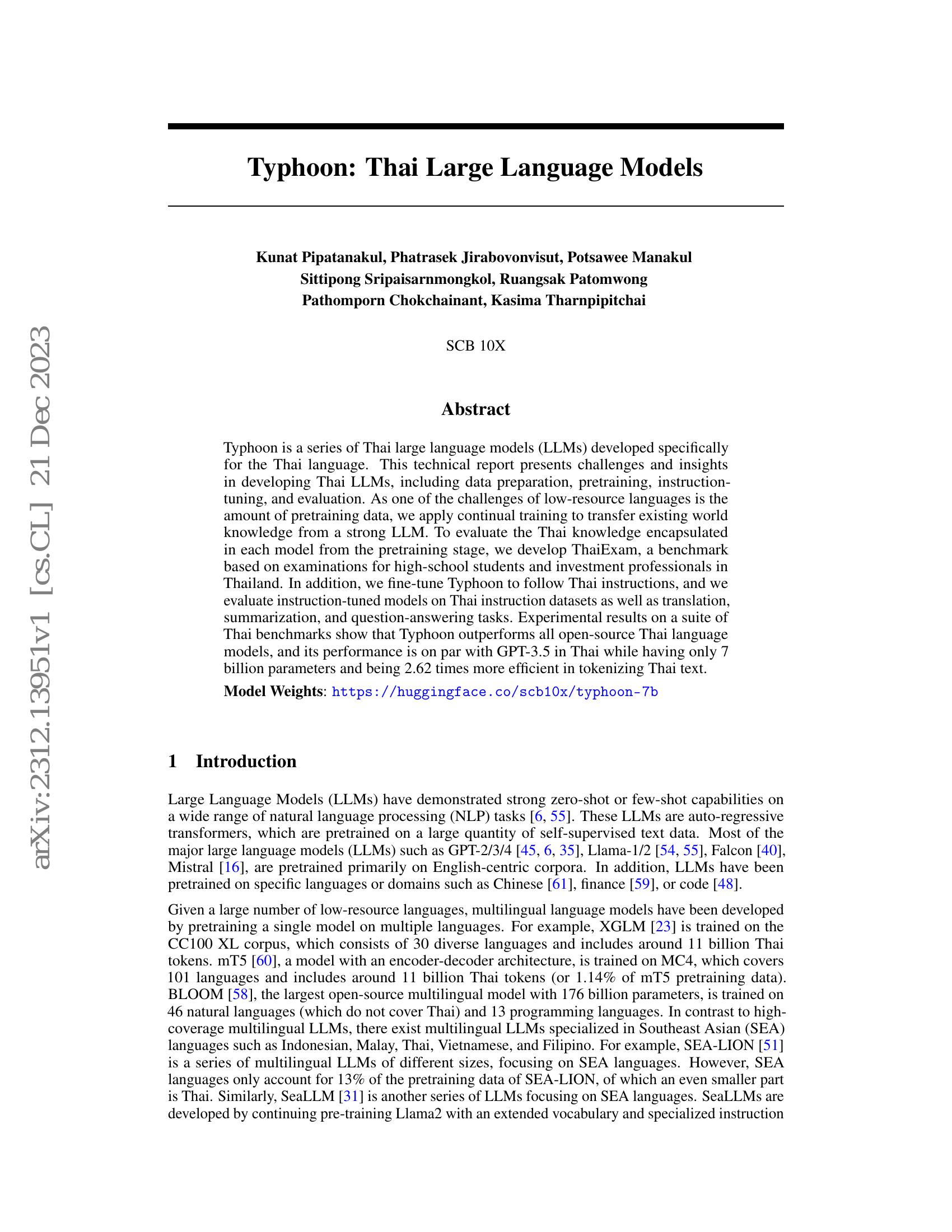 Typhoon: Thai Large Language Models - 智源社区论文