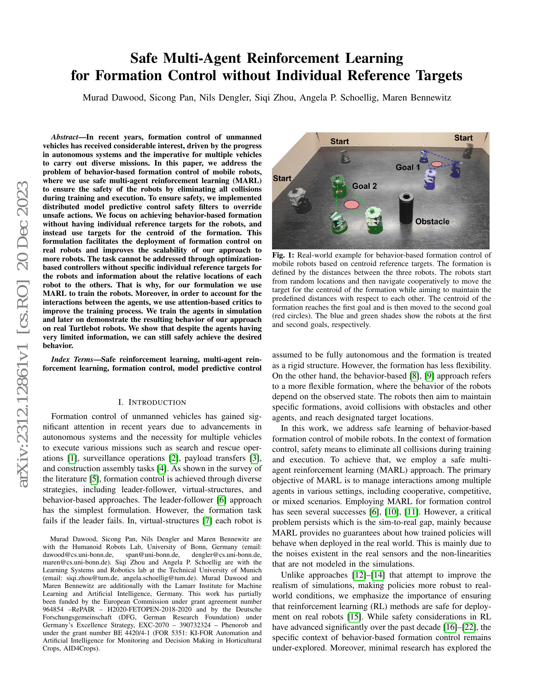 Safe Multi-Agent Reinforcement Learning for Formation Control without ...