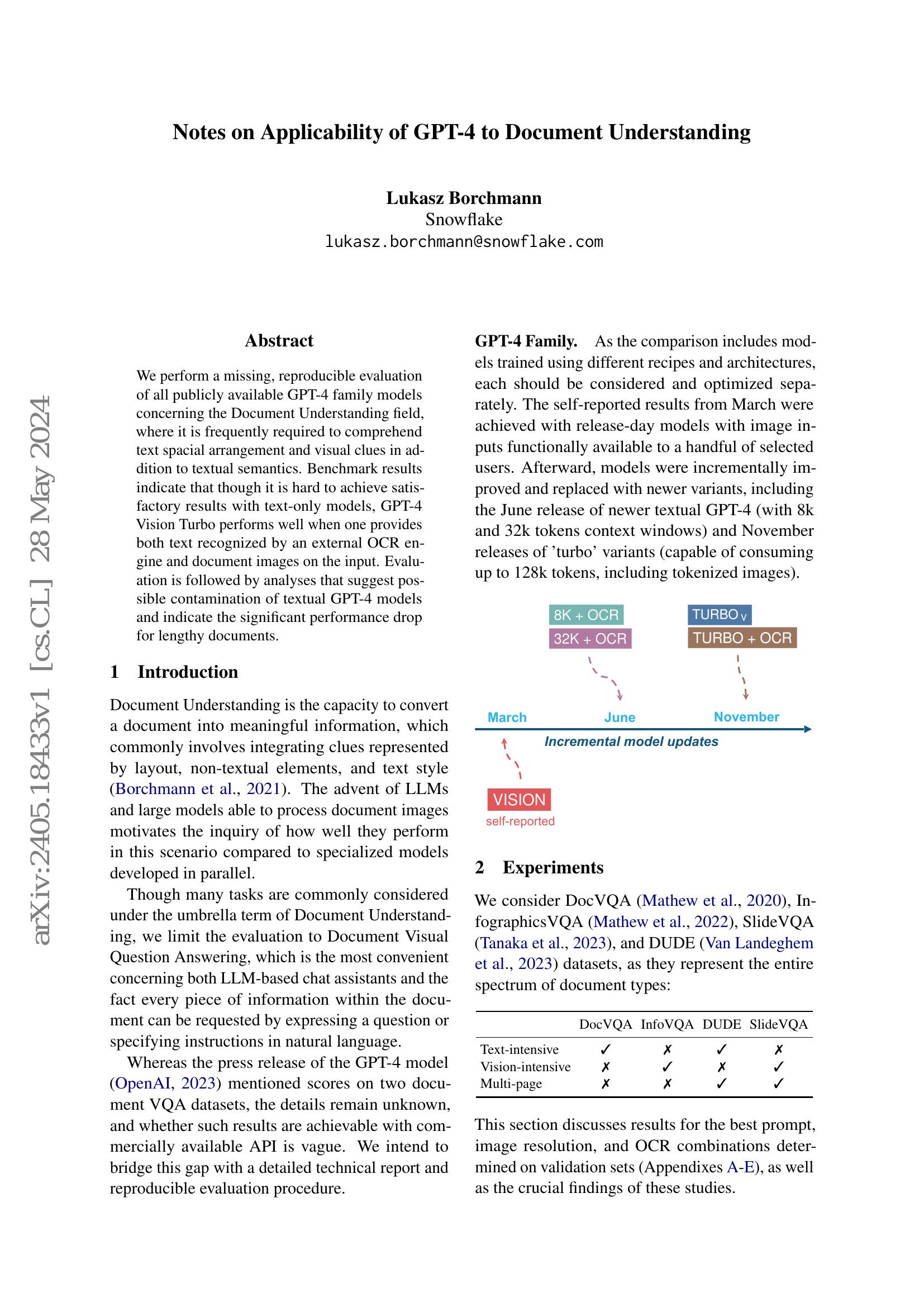 Notes on Applicability of GPT-4 to Document Understanding - 智源社区论文