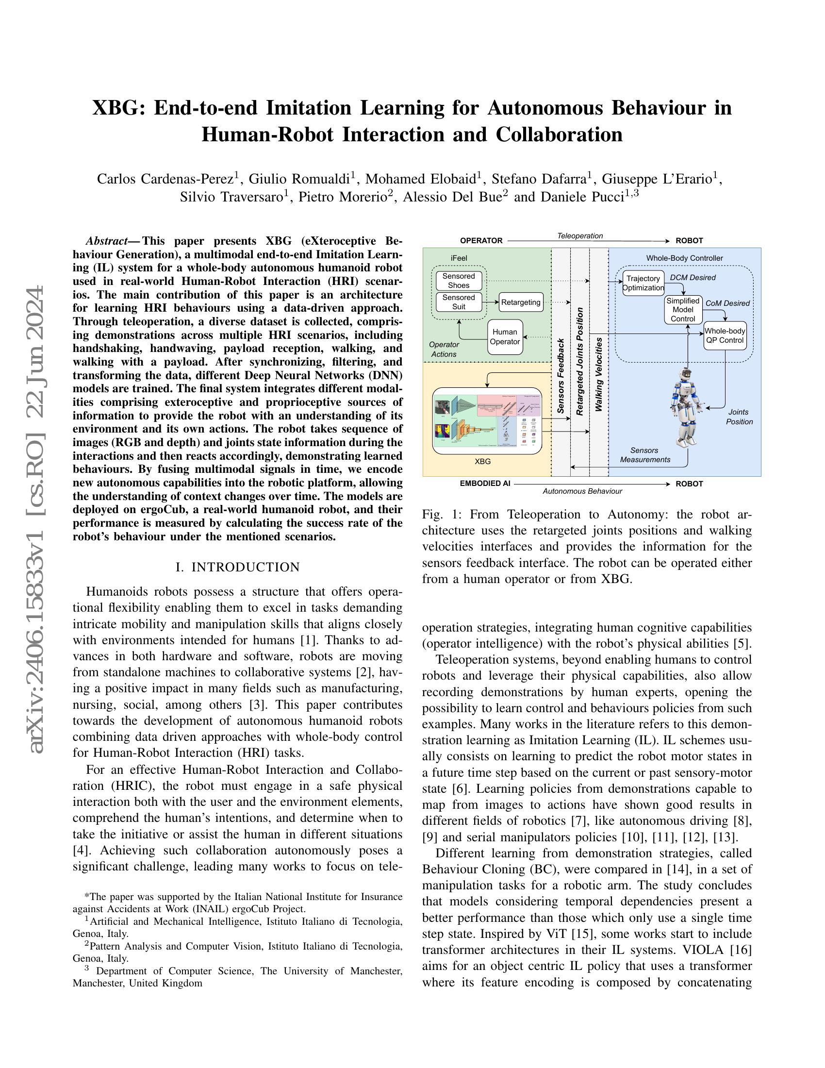 XBG: End-to-end Imitation Learning for Autonomous Behaviour in Human ...