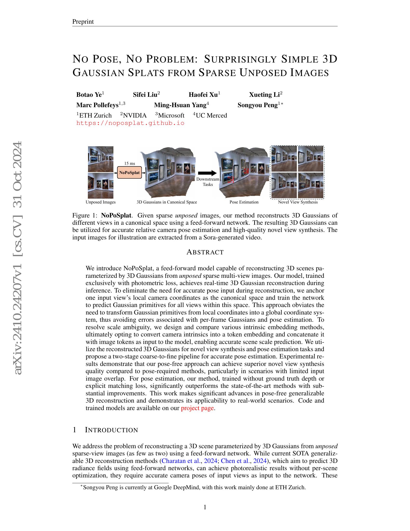 No Pose, No Problem: Surprisingly Simple 3D Gaussian Splats from Sparse Unposed Images - 智源社区论文