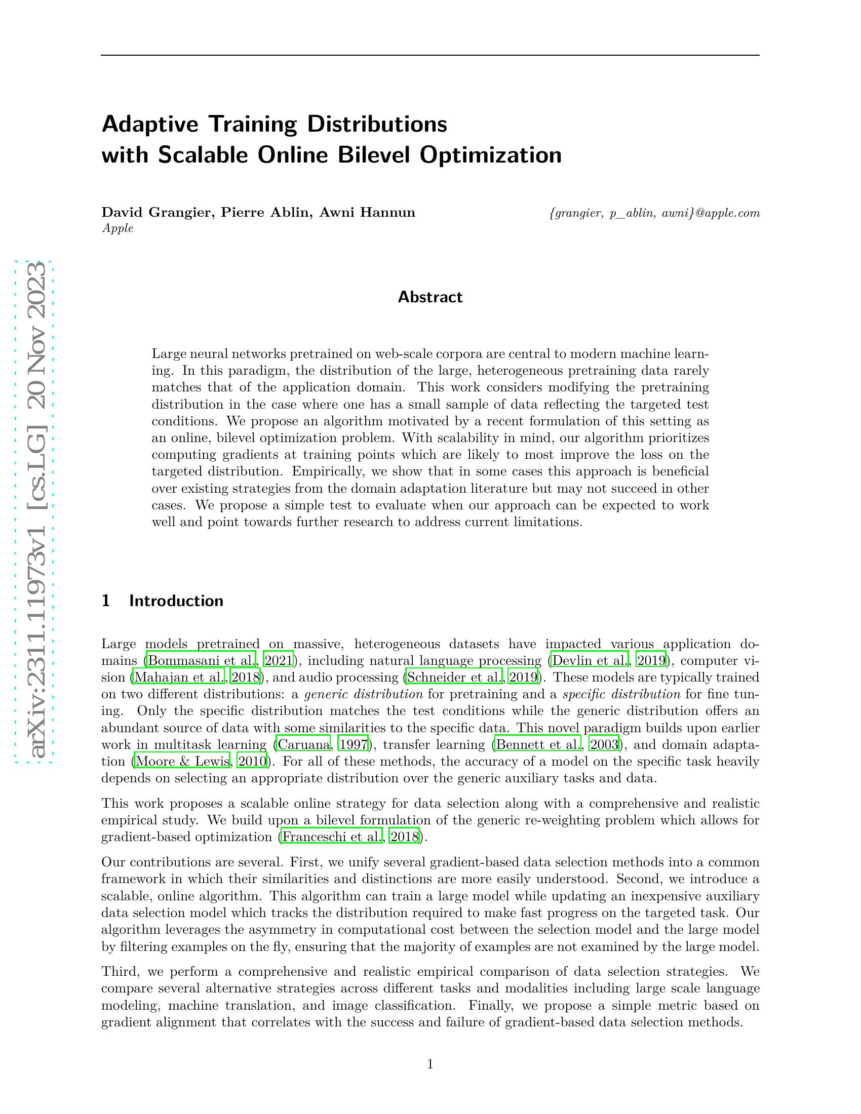 Adaptive Training Distributions with Scalable Online Bilevel Optimization - 智源社区论文