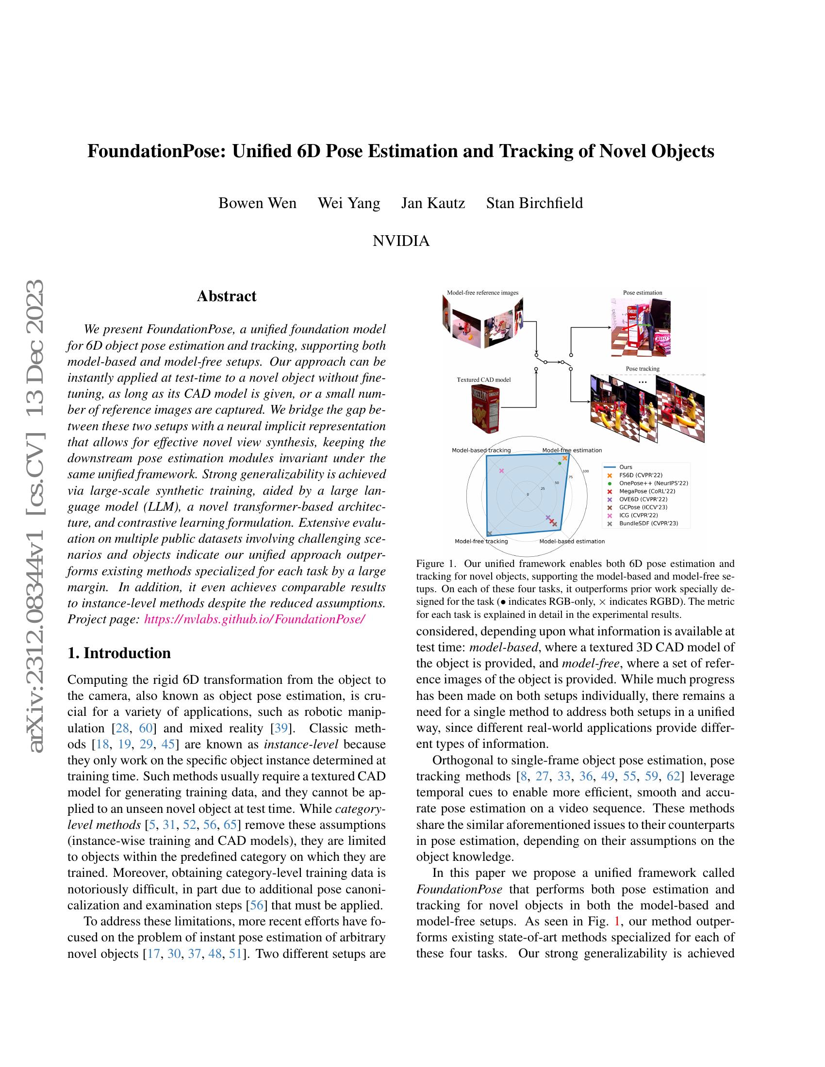 FoundationPose: Unified 6D Pose Estimation and Tracking of Novel Objects - 智源社区论文