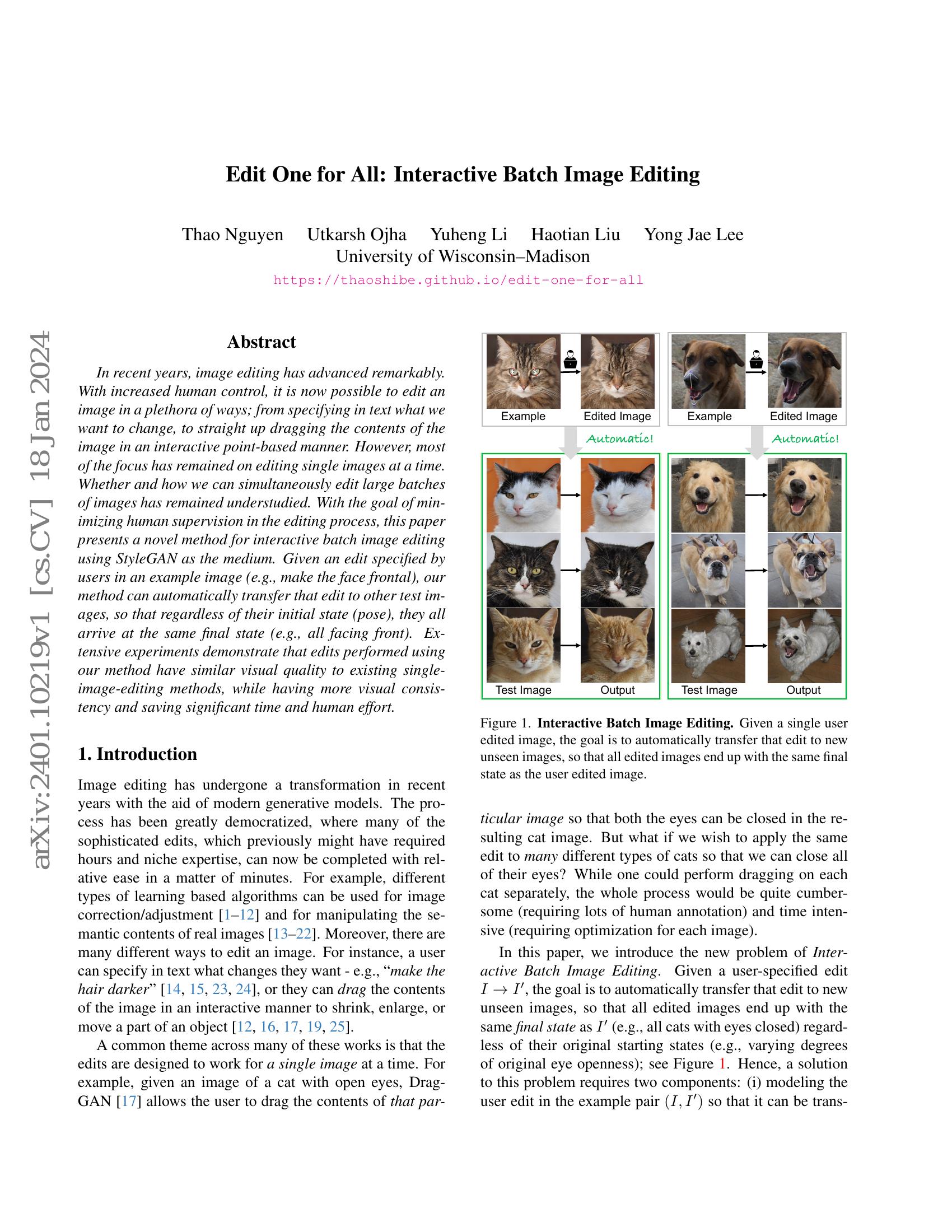 Edit One for All: Interactive Batch Image Editing - 智源社区论文