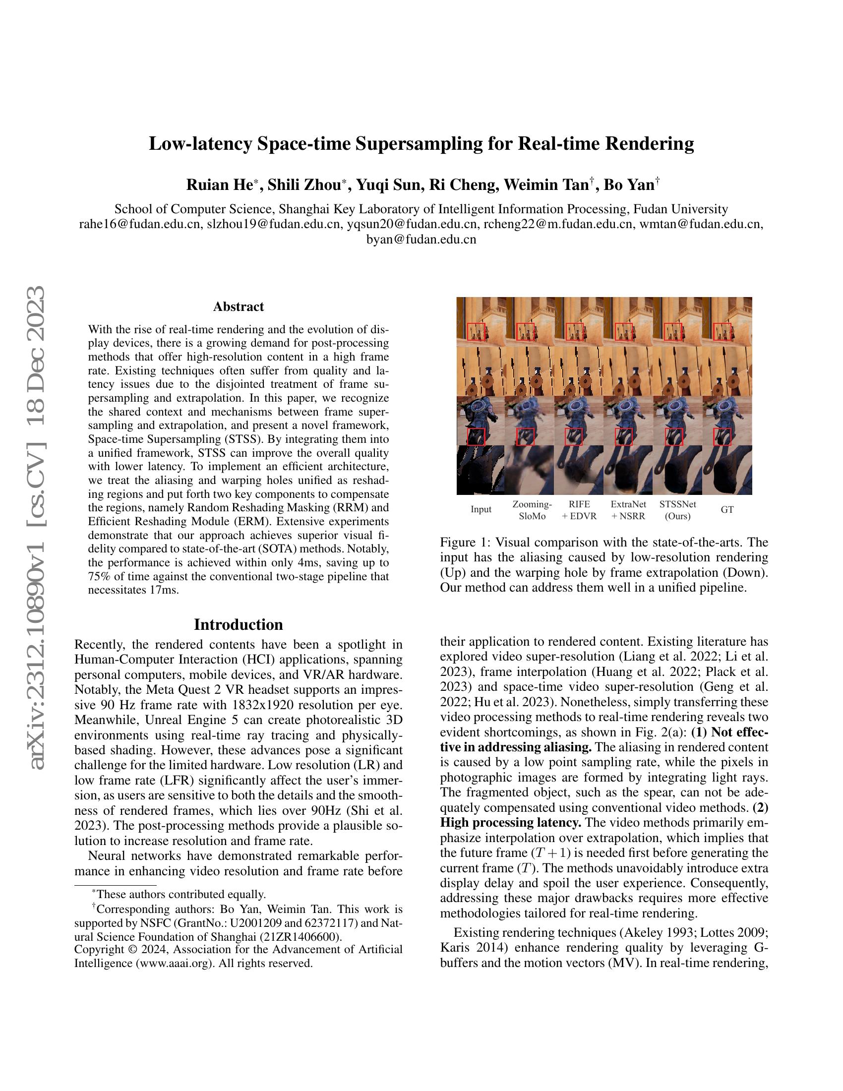 Low-latency Space-time Supersampling for Real-time Rendering - 智源社区论文