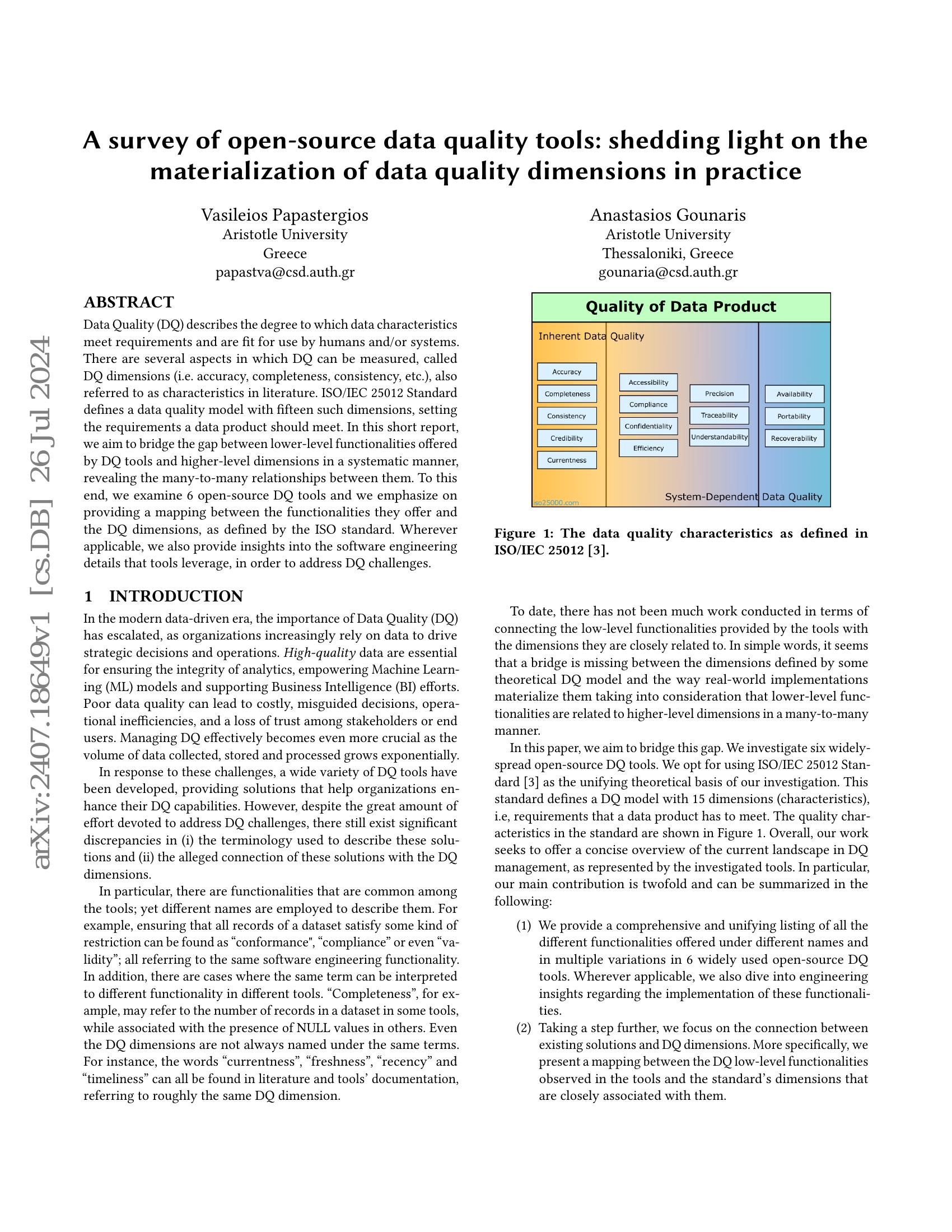 A survey of open-source data quality tools: shedding light on the ...