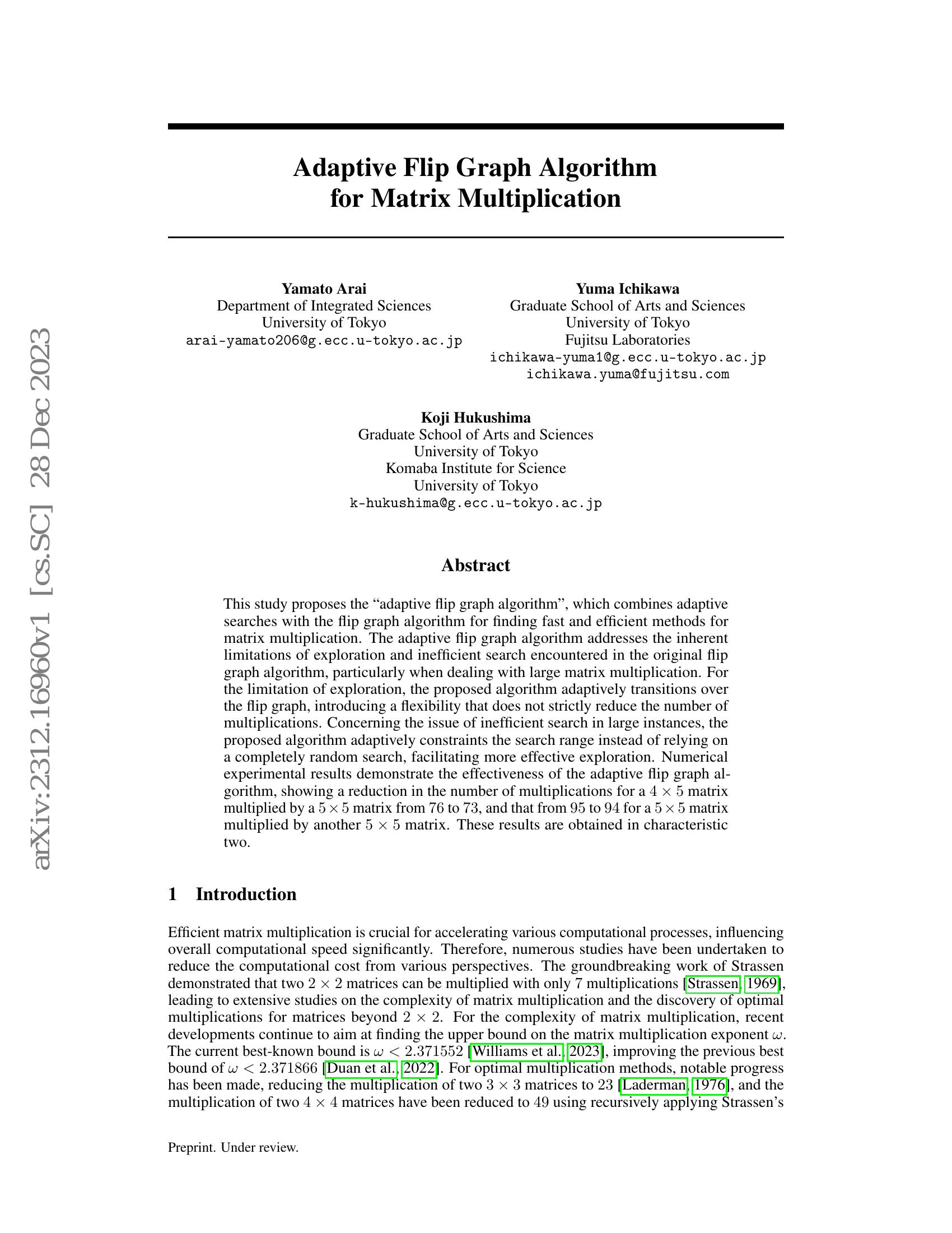 Adaptive Flip Graph Algorithm for Matrix Multiplication - 智源社区论文