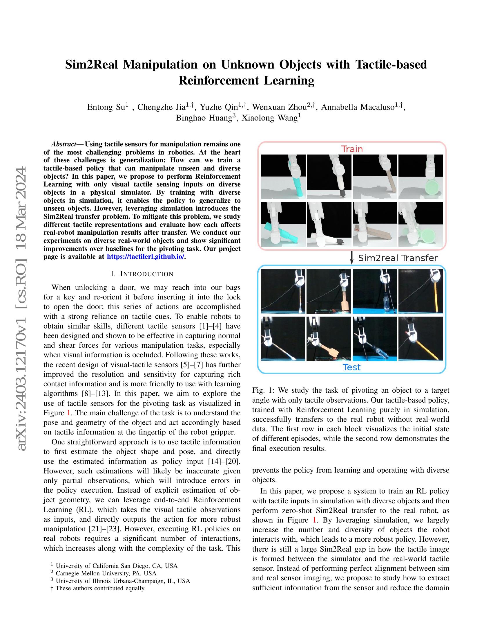 Sim2Real Manipulation on Unknown Objects with Tactile-based Reinforcement Learning - 智源社区论文