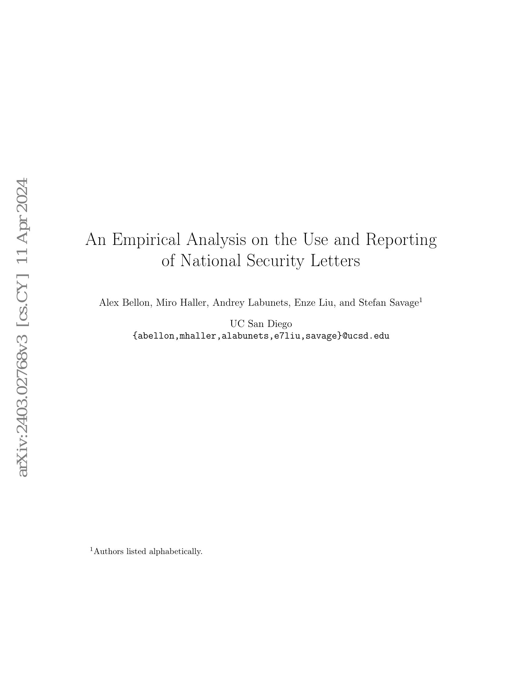 An Empirical Analysis on the Use and Reporting of National Security ...