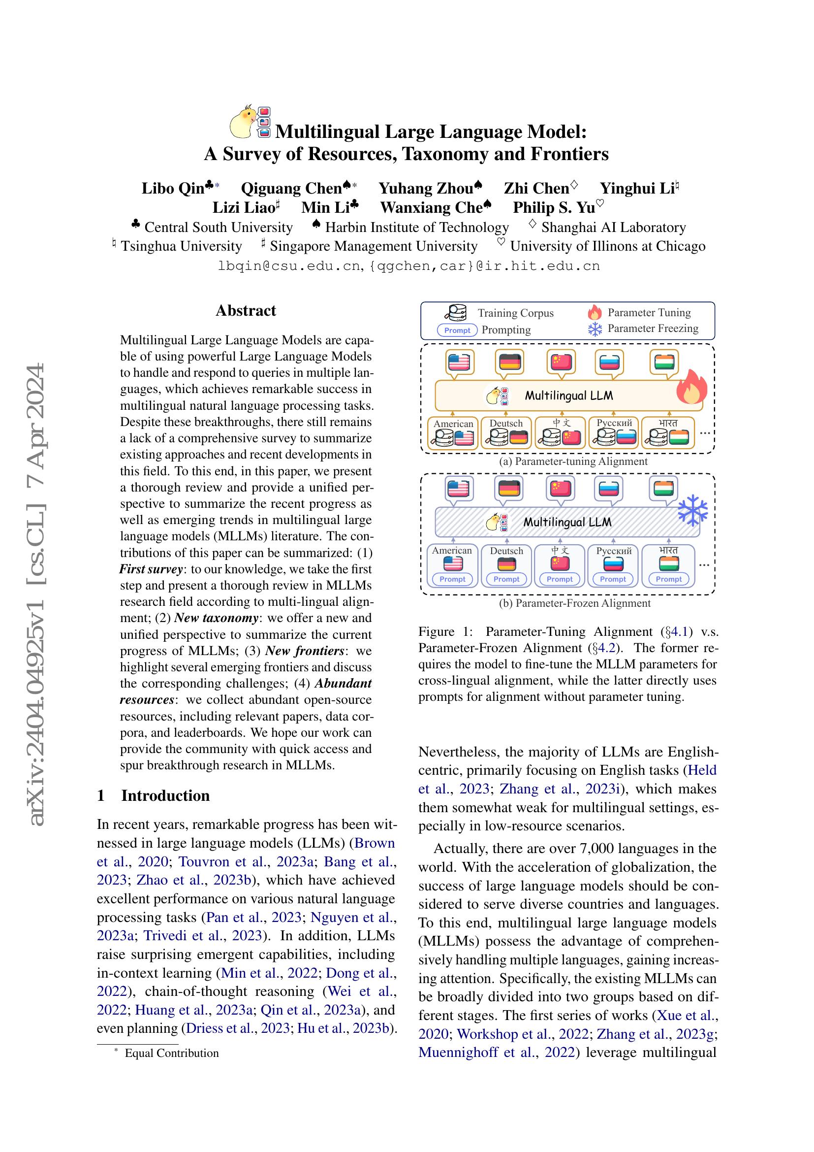 Multilingual Large Language Model: A Survey of Resources, Taxonomy and Frontiers - 智源社区论文