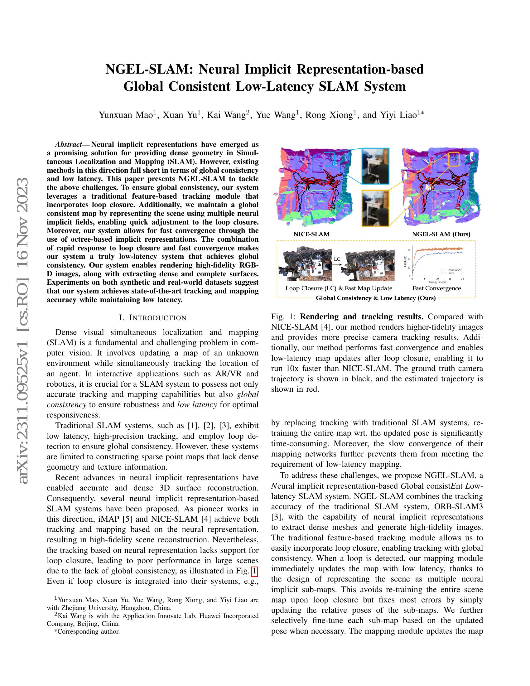 NGEL-SLAM: Neural Implicit Representation-based Global Consistent Low-Latency SLAM System - 智源社区论文