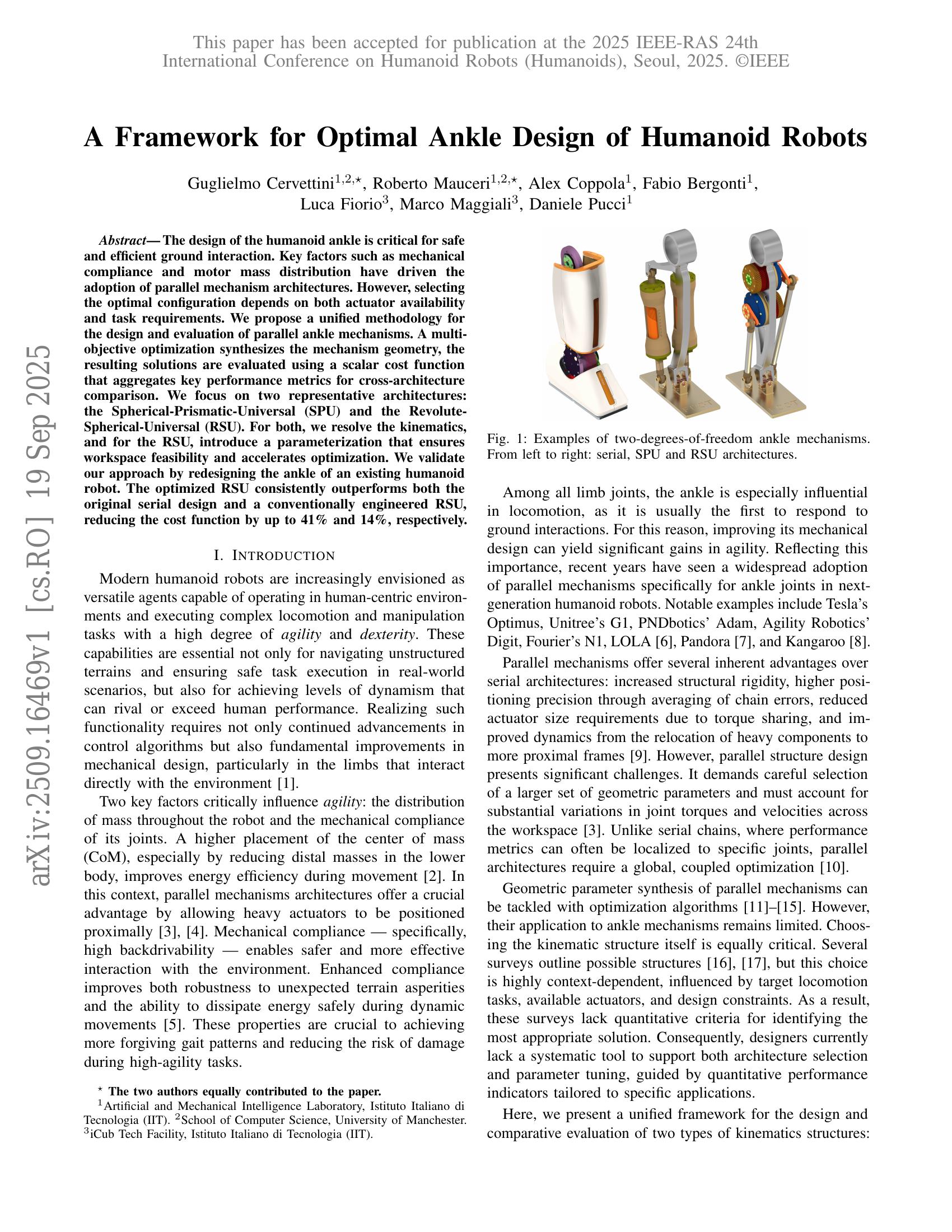 A Framework for Optimal Ankle Design of Humanoid Robots - 智源社区论文