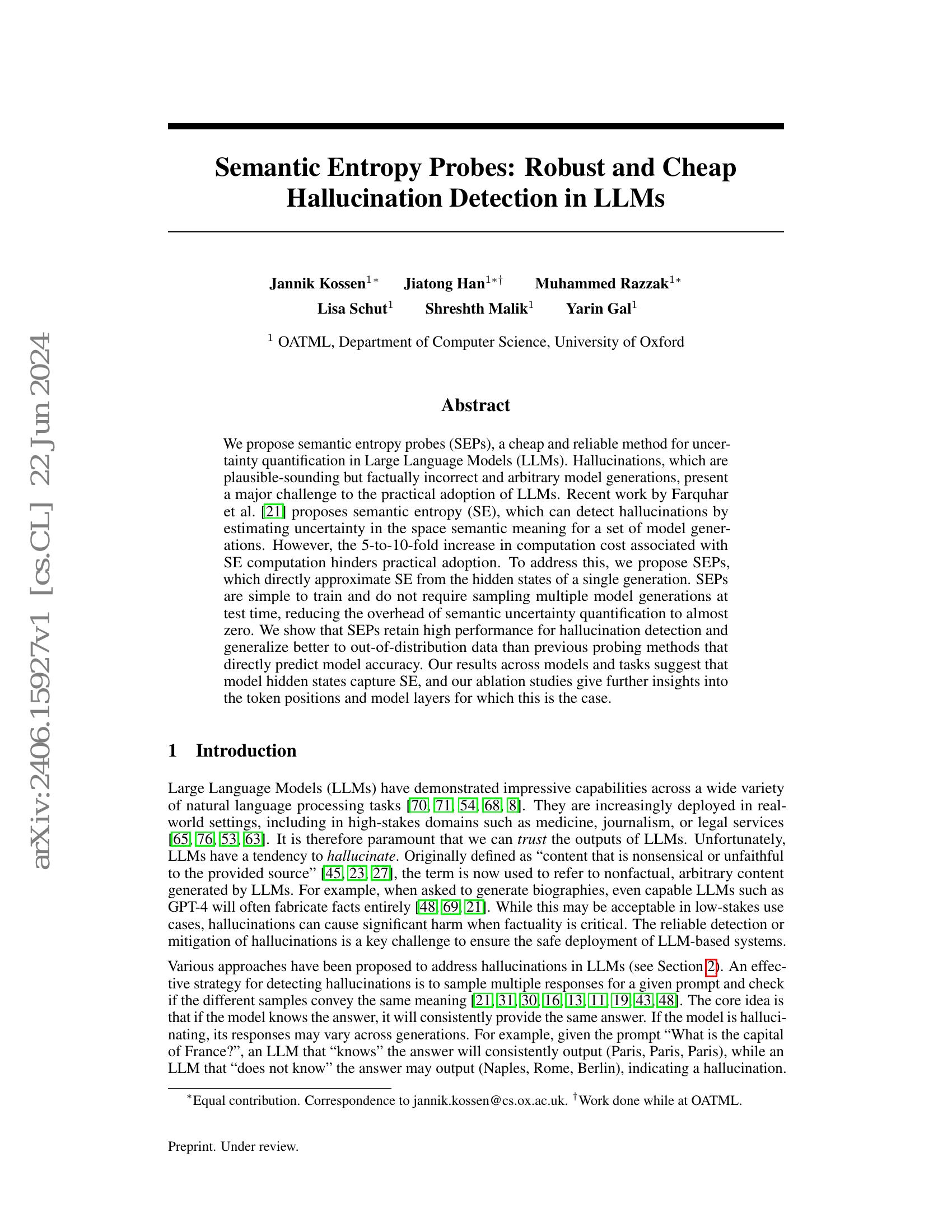 Semantic Entropy Probes: Robust and Cheap Hallucination Detection in LLMs - 智源社区论文