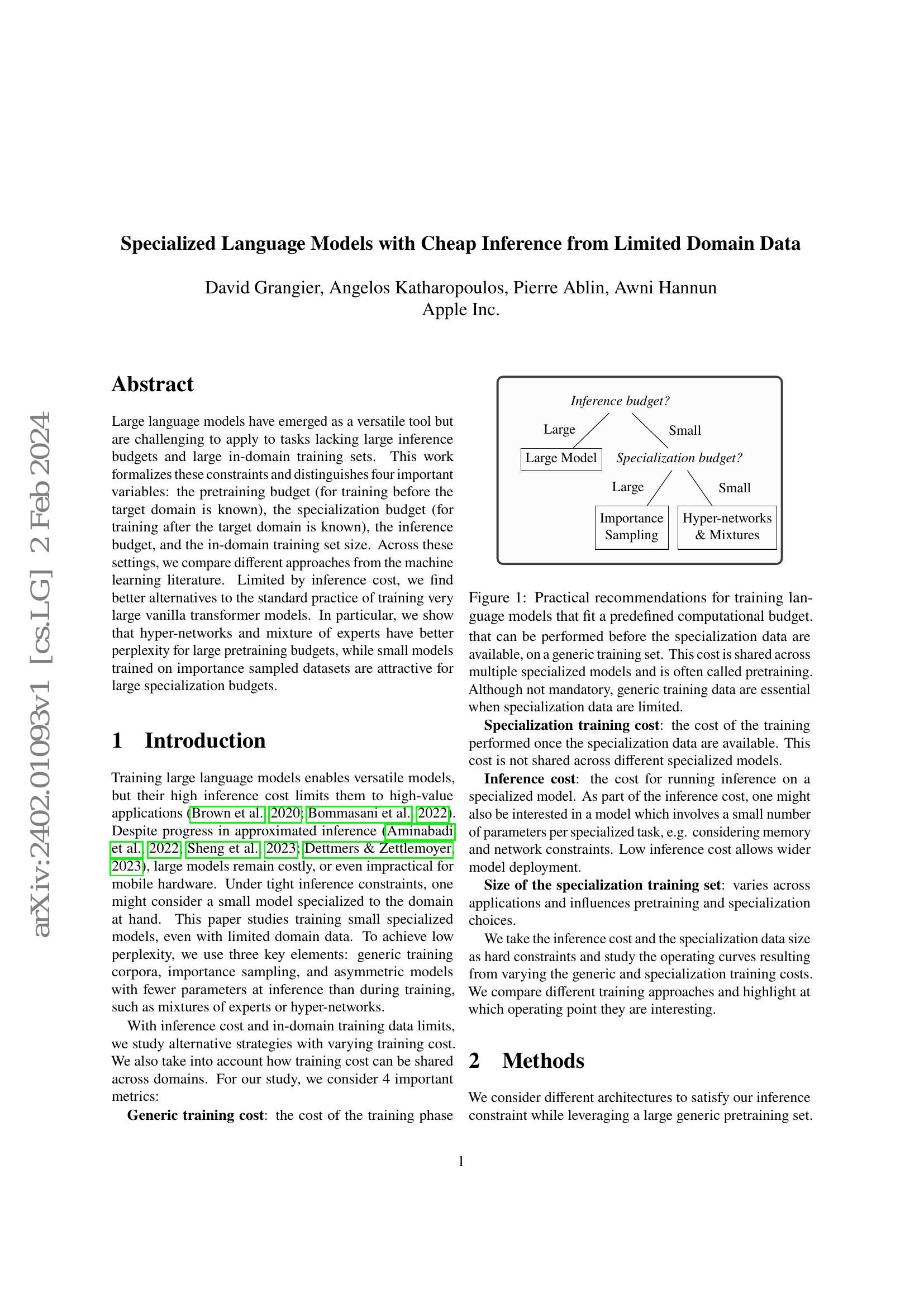 Specialized Language Models with Cheap Inference from Limited Domain ...