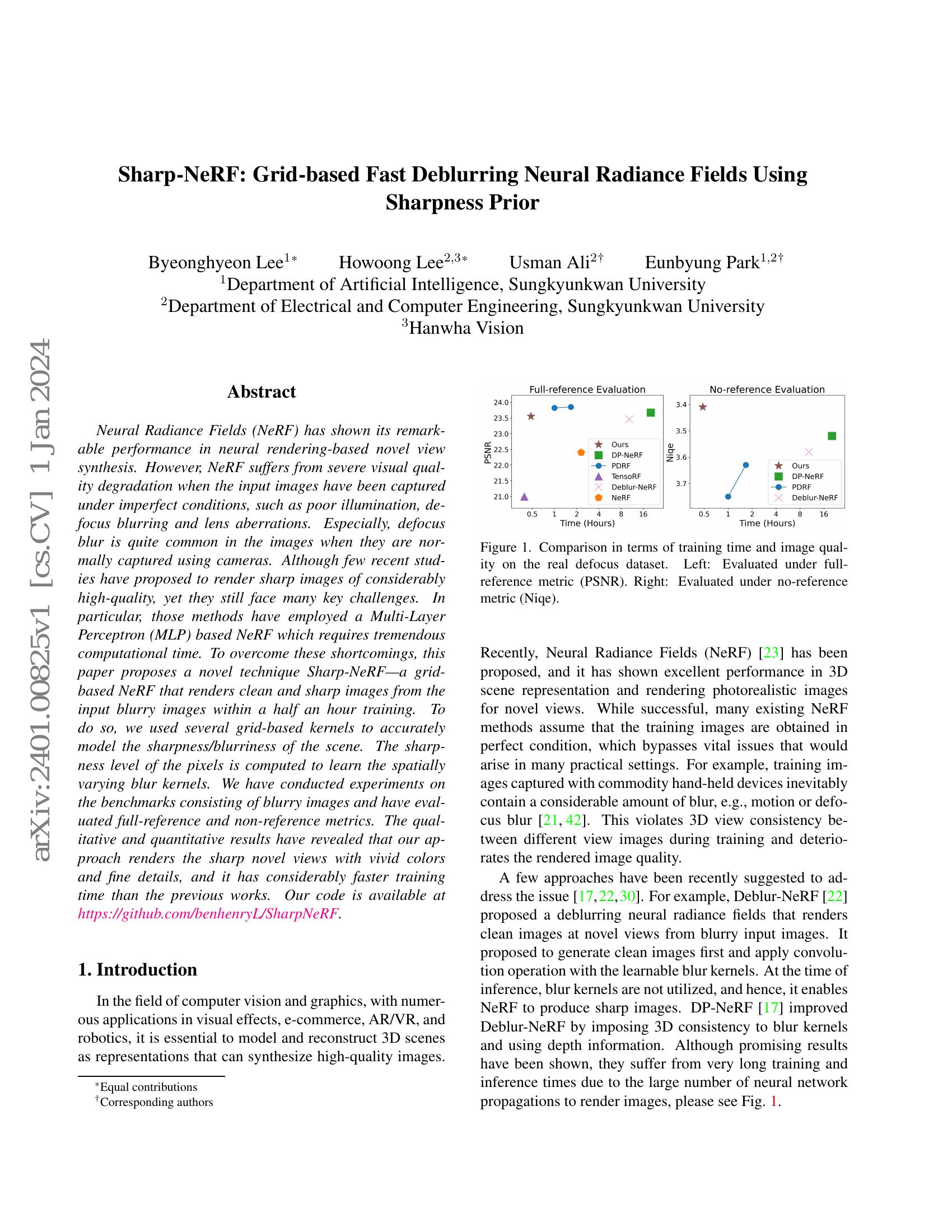 Sharp-NeRF: Grid-based Fast Deblurring Neural Radiance Fields Using Sharpness Prior - 智源社区论文