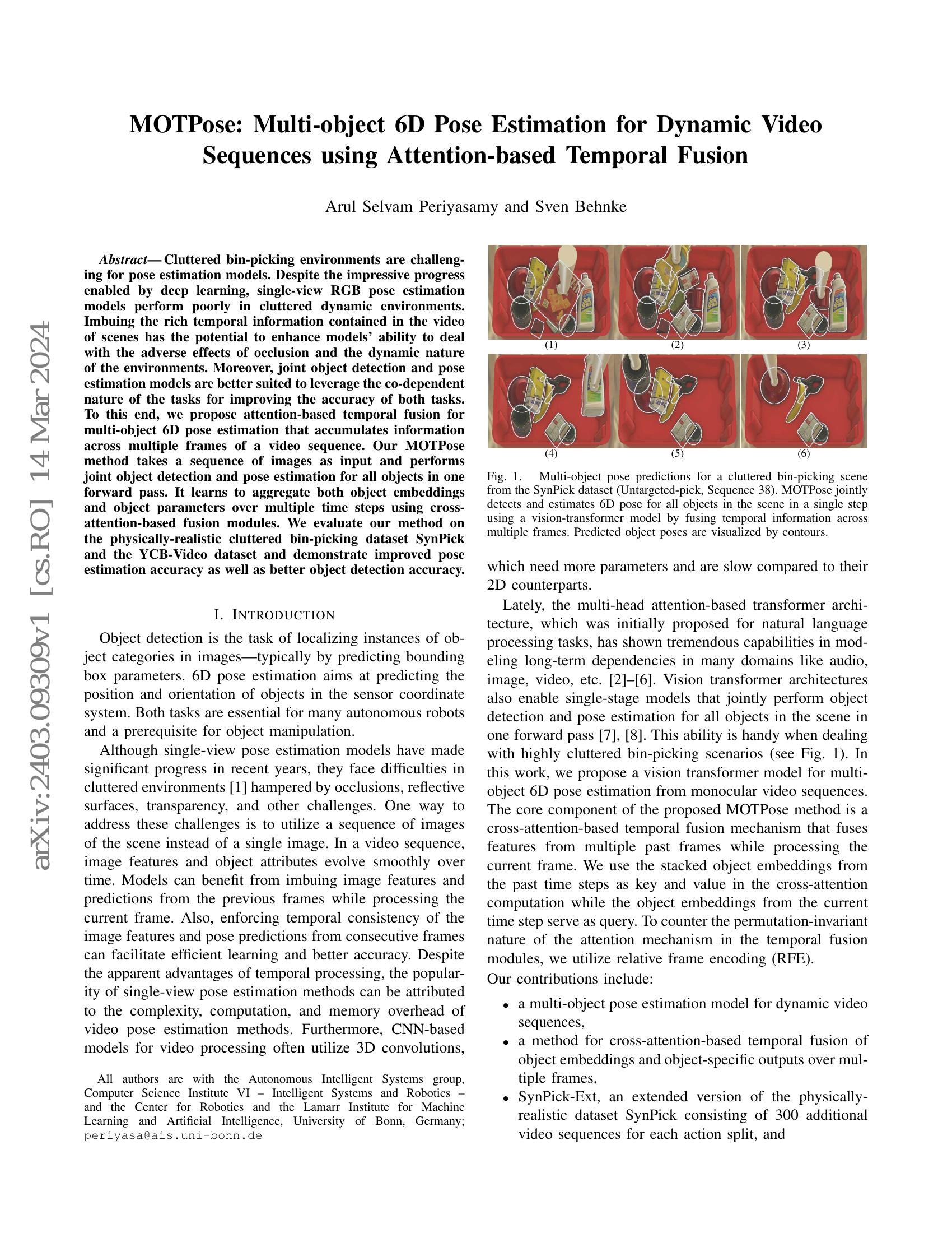 MOTPose: Multi-object 6D Pose Estimation for Dynamic Video Sequences ...