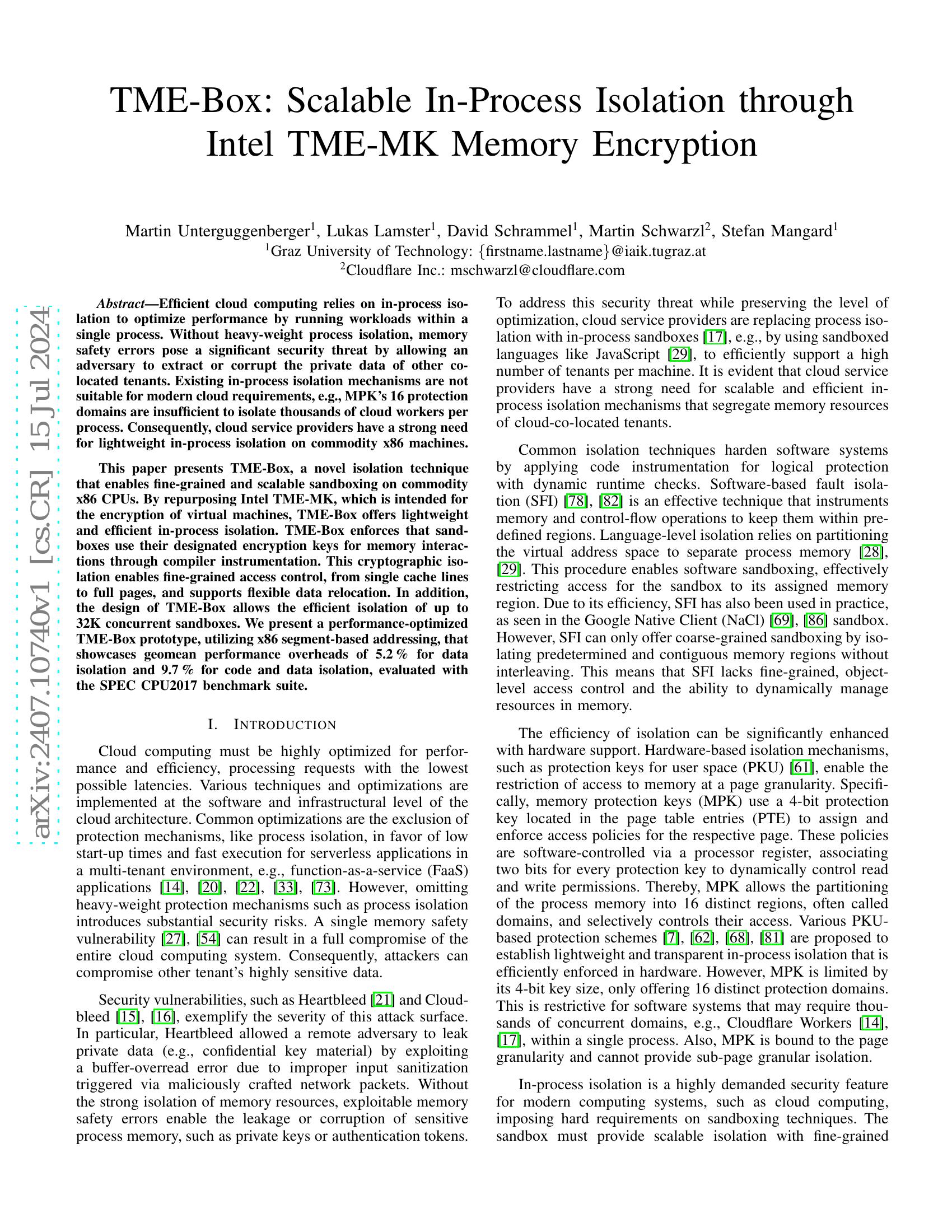 TME-Box: Scalable In-Process Isolation through Intel TME-MK Memory ...