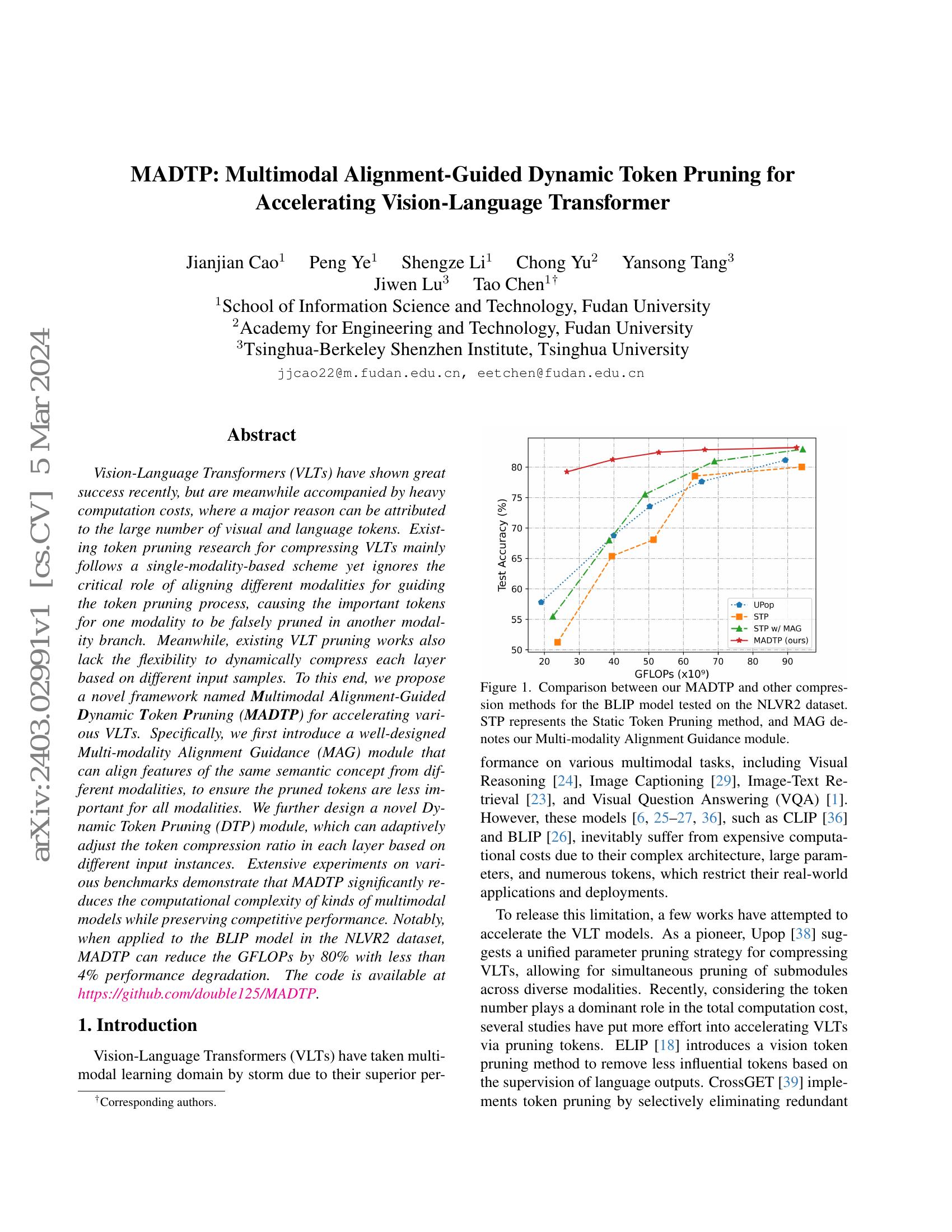 MADTP: Multimodal Alignment-Guided Dynamic Token Pruning for Accelerating Vision-Language ...
