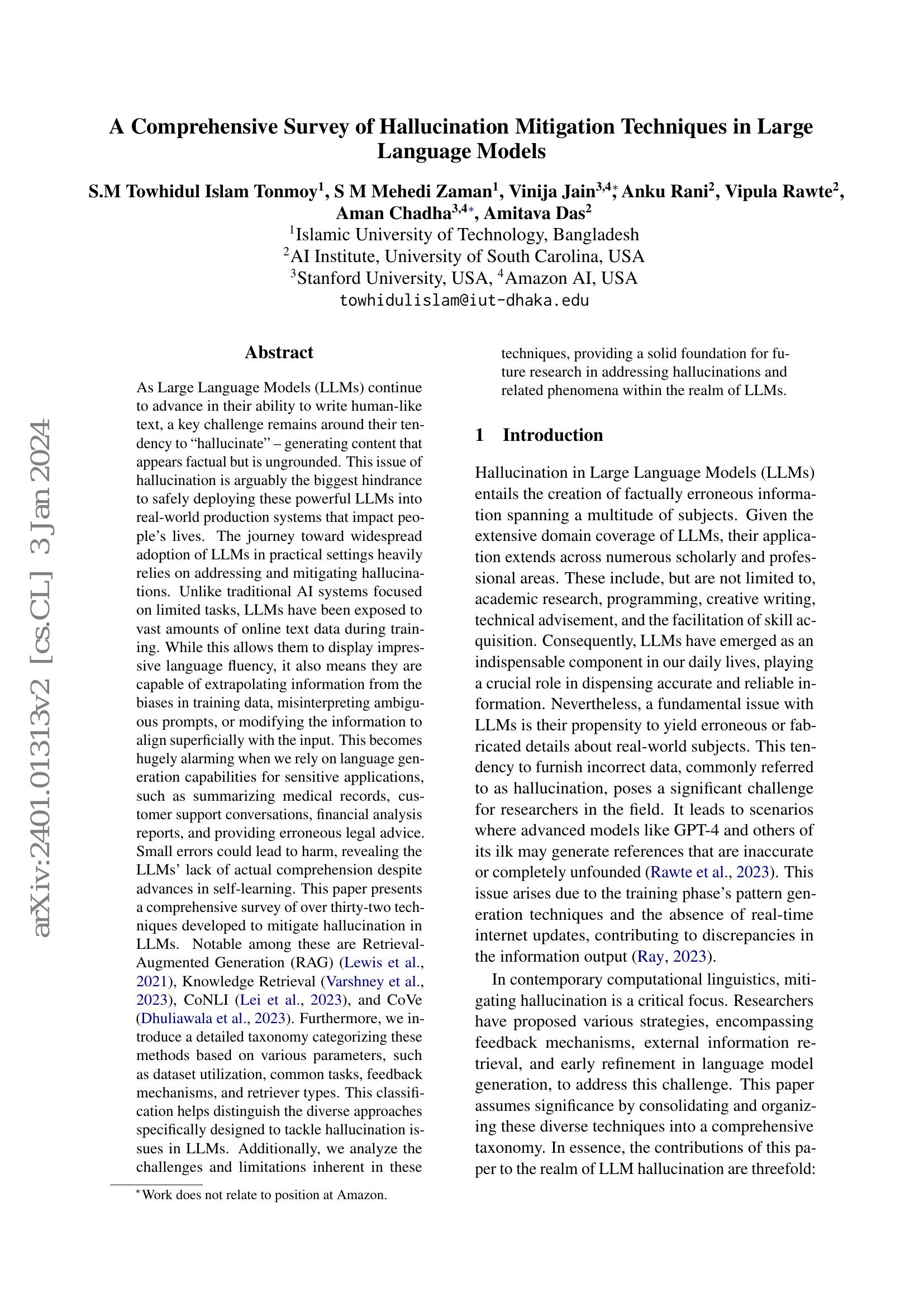 A Comprehensive Survey of Hallucination Mitigation Techniques in Large Language Models - 智源社区论文