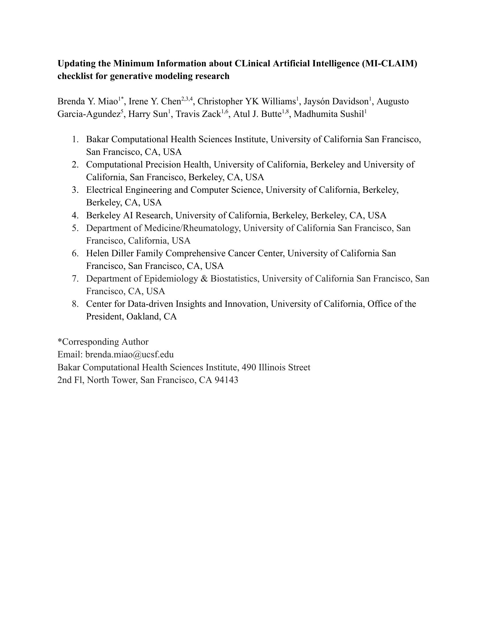 Updating the Minimum Information about CLinical Artificial Intelligence ...