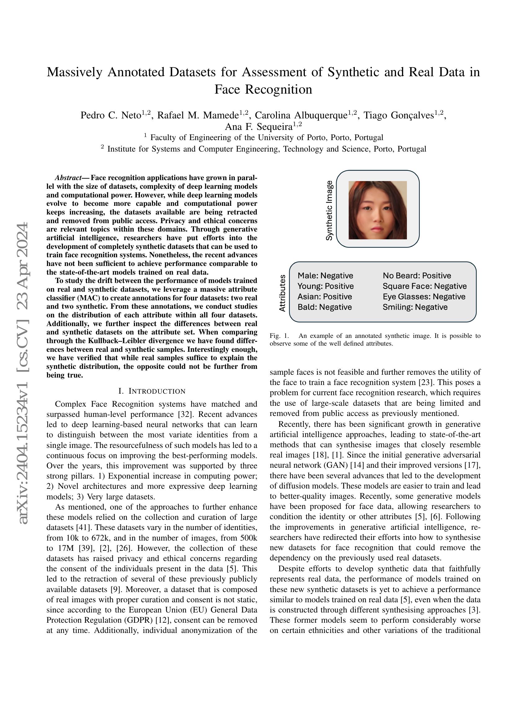 Massively Annotated Datasets for Assessment of Synthetic and Real Data in Face Recognition - 智源社区论文
