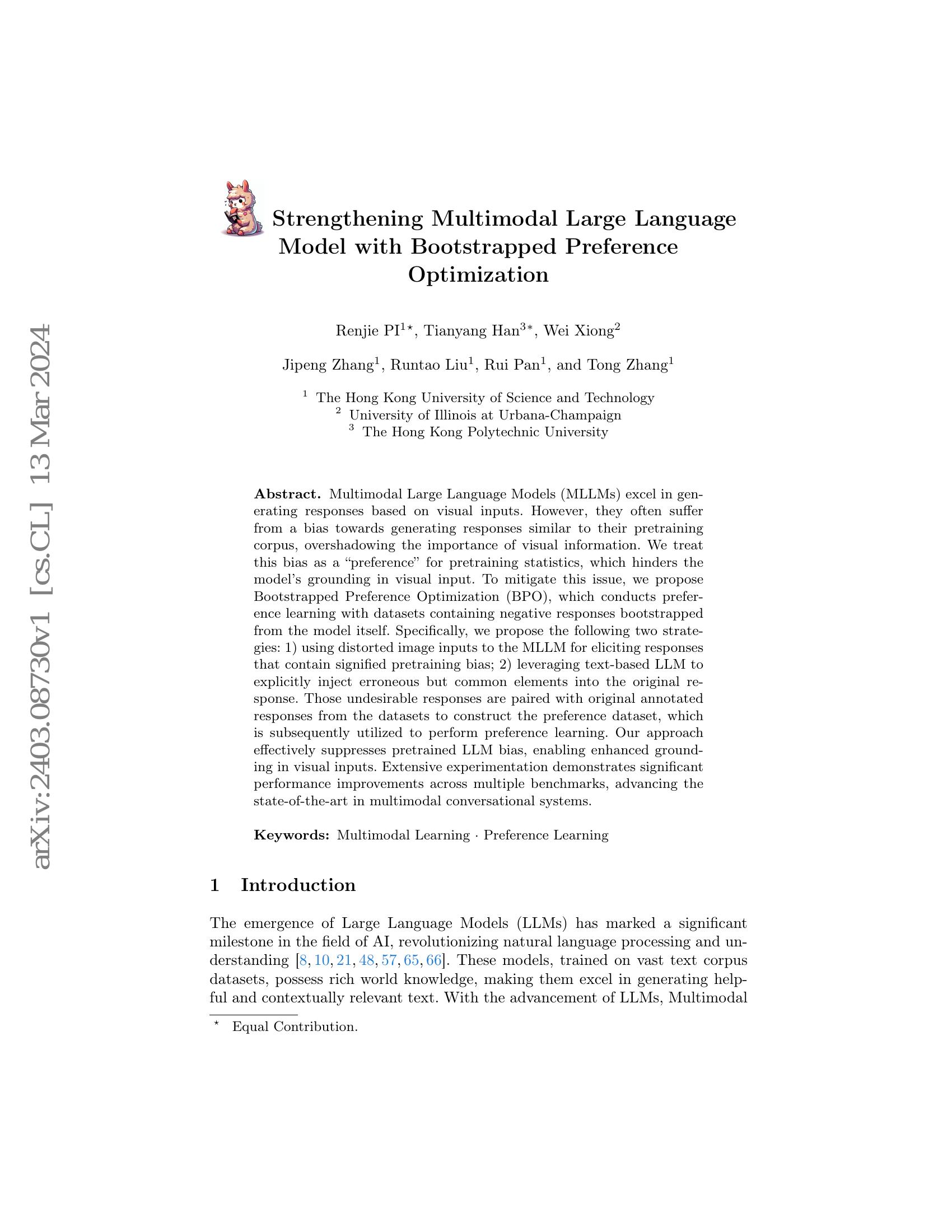 Strengthening Multimodal Large Language Model with Bootstrapped Preference Optimization - 智源社区论文