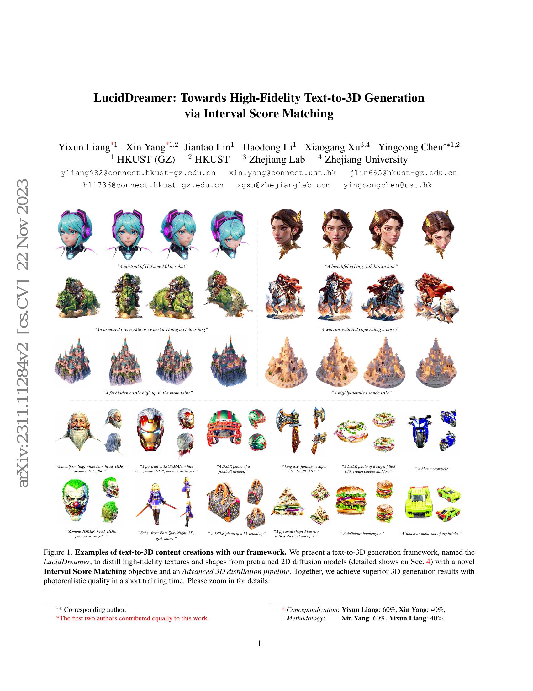 LucidDreamer: Towards High-Fidelity Text-to-3D Generation via Interval Score Matching - 智源社区论文