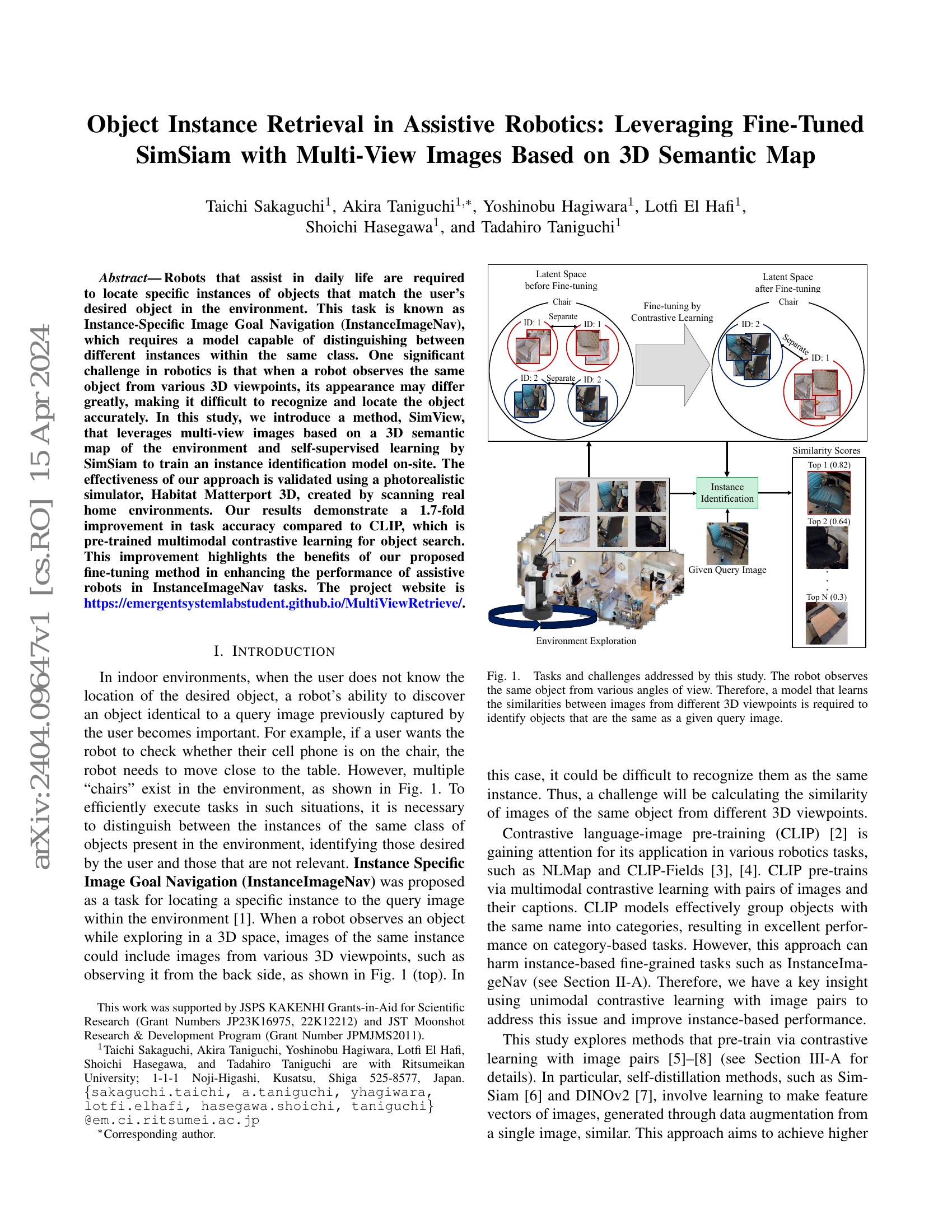 Object Instance Retrieval in Assistive Robotics: Leveraging Fine-Tuned ...