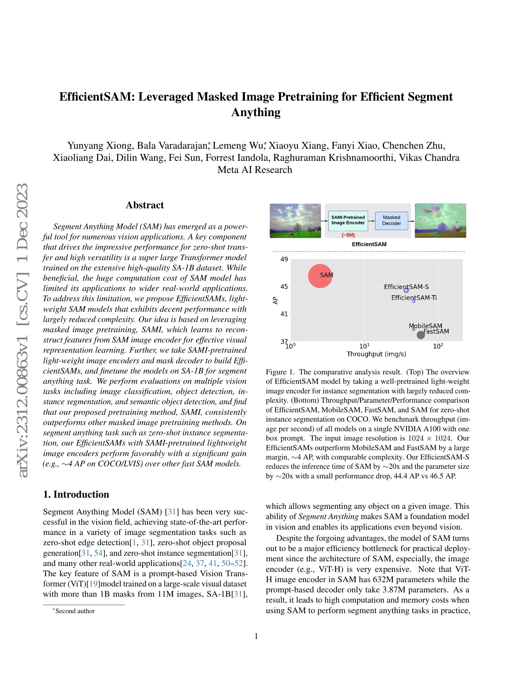 EfficientSAM: Leveraged Masked Image Pretraining for Efficient Segment Anything - 智源社区论文