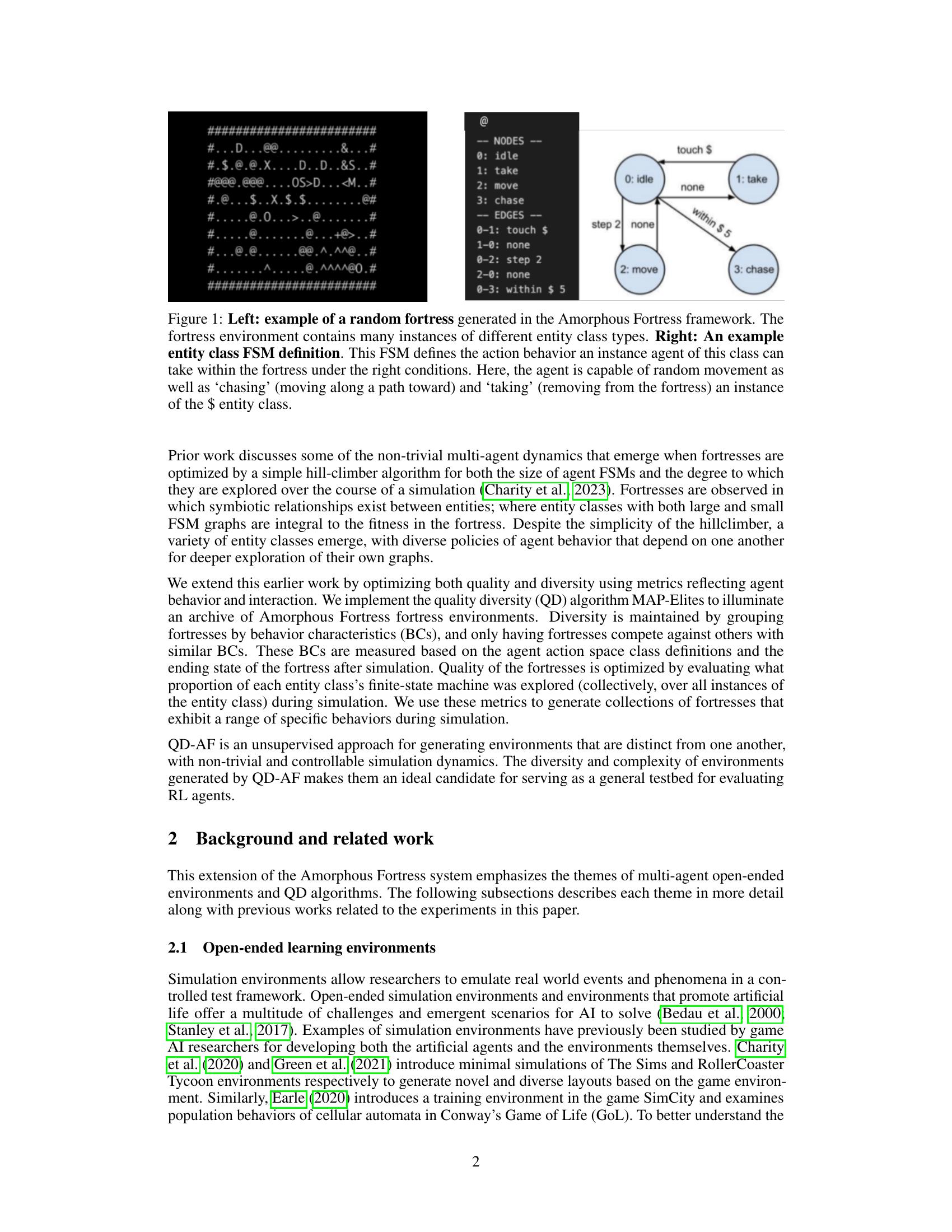 Quality Diversity in the Amorphous Fortress (QD-AF): Evolving for ...