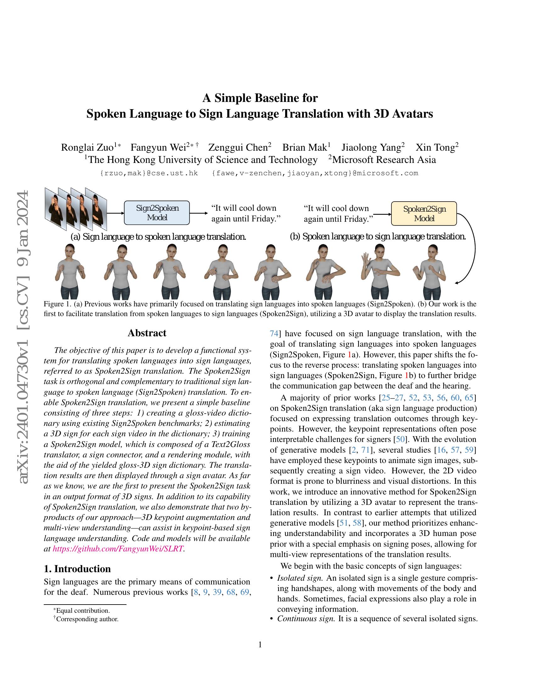 A Simple Baseline for Spoken Language to Sign Language Translation with ...